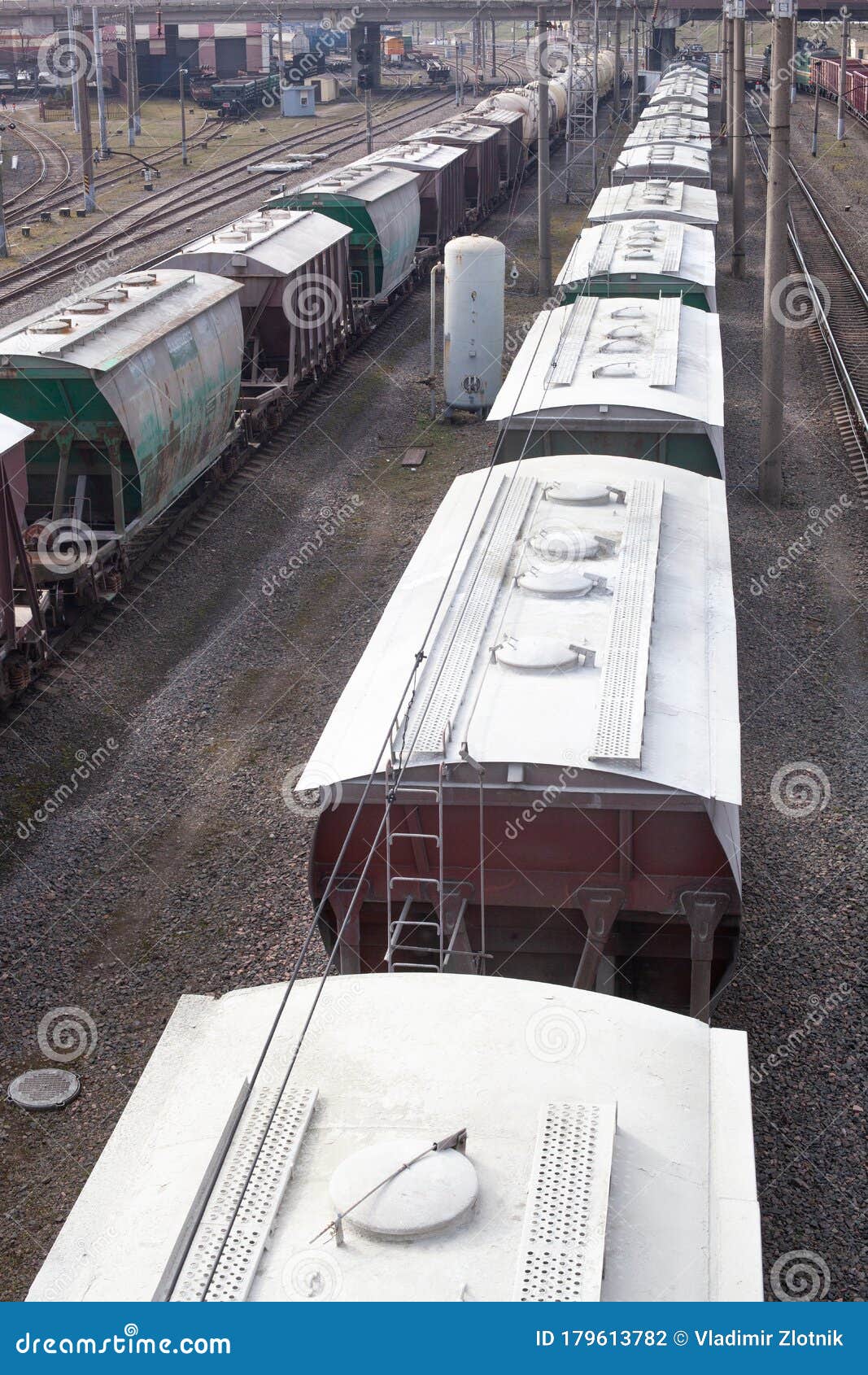 A Freight Train Standing on the Tracks Stock Photo - Image of cargo ...
