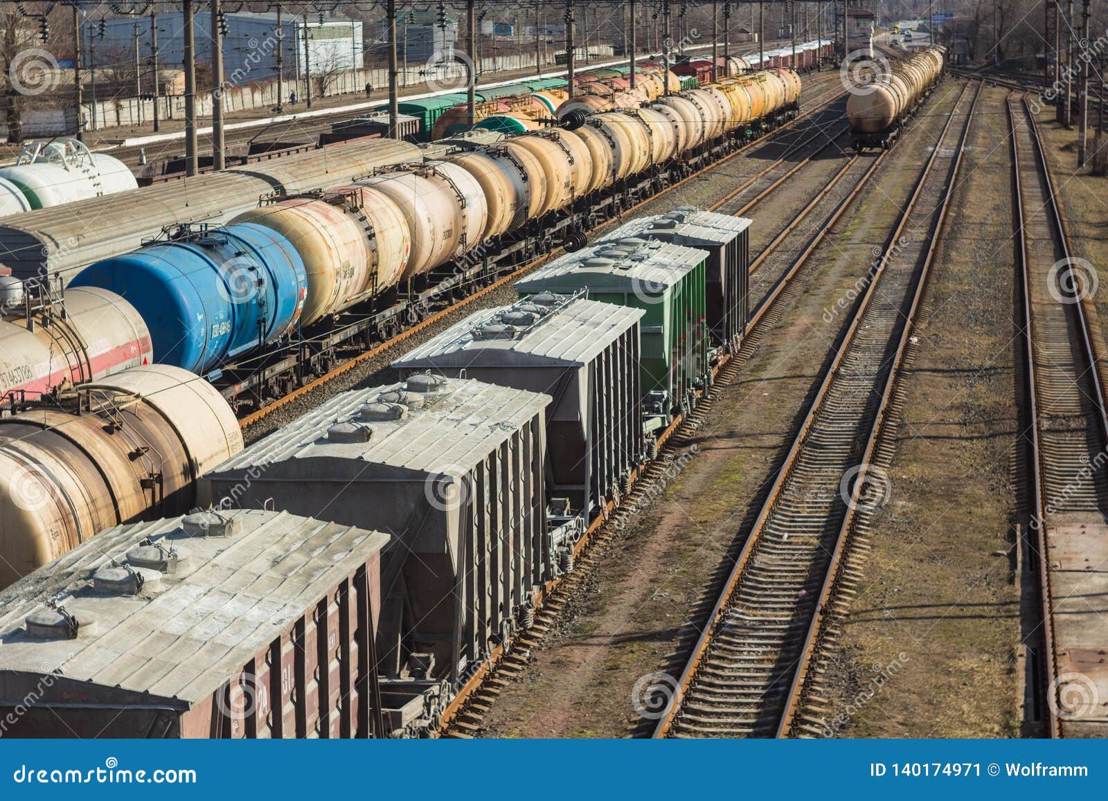 Freight train station stock image. Image of direction - 140174971