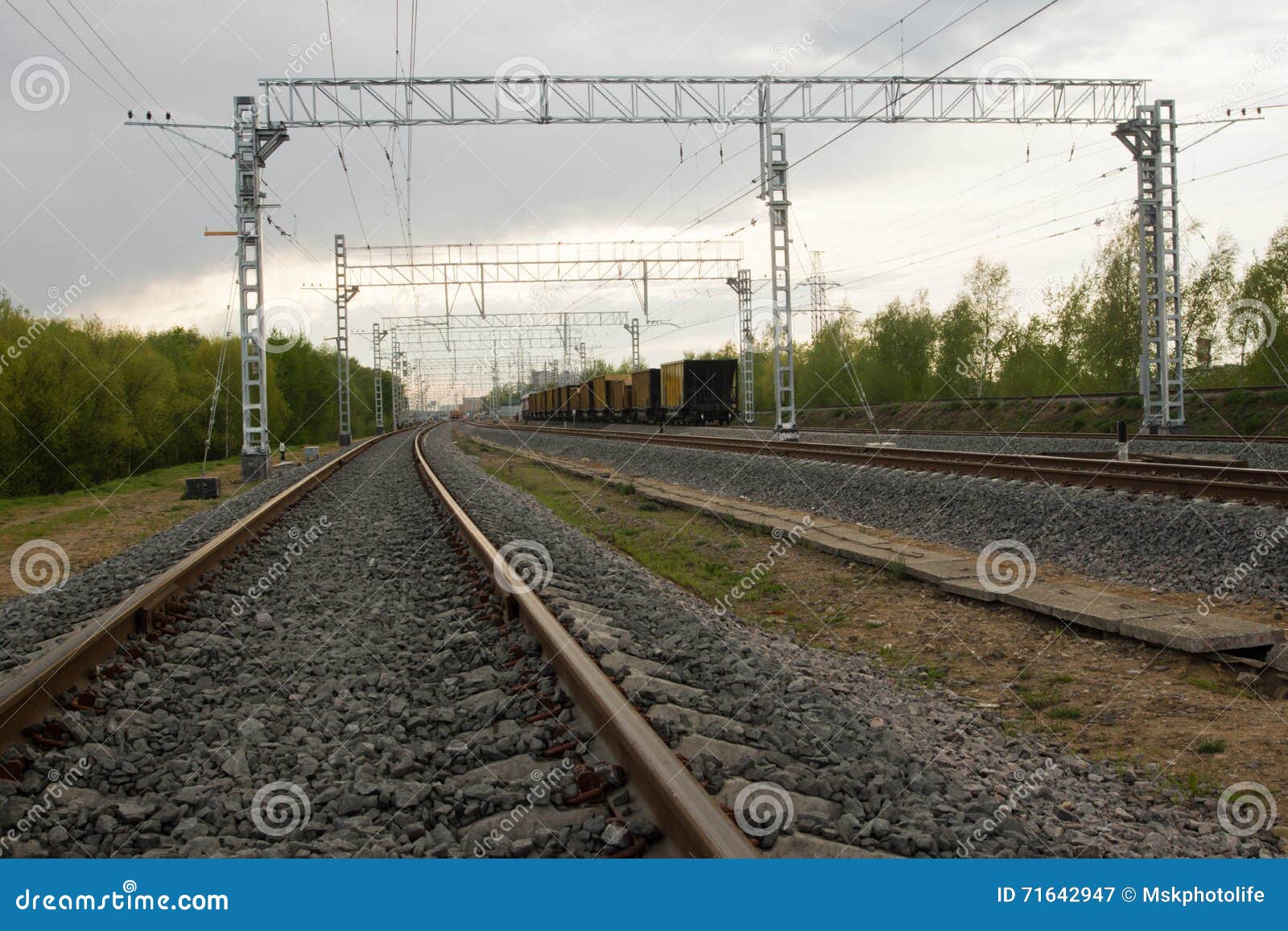Freight Train on the Tracks on a Day Stock Image - Image of cloud ...