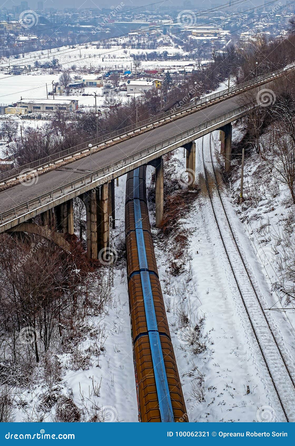 Freight Train Under the Bridge Stock Image - Image of railroad, station ...