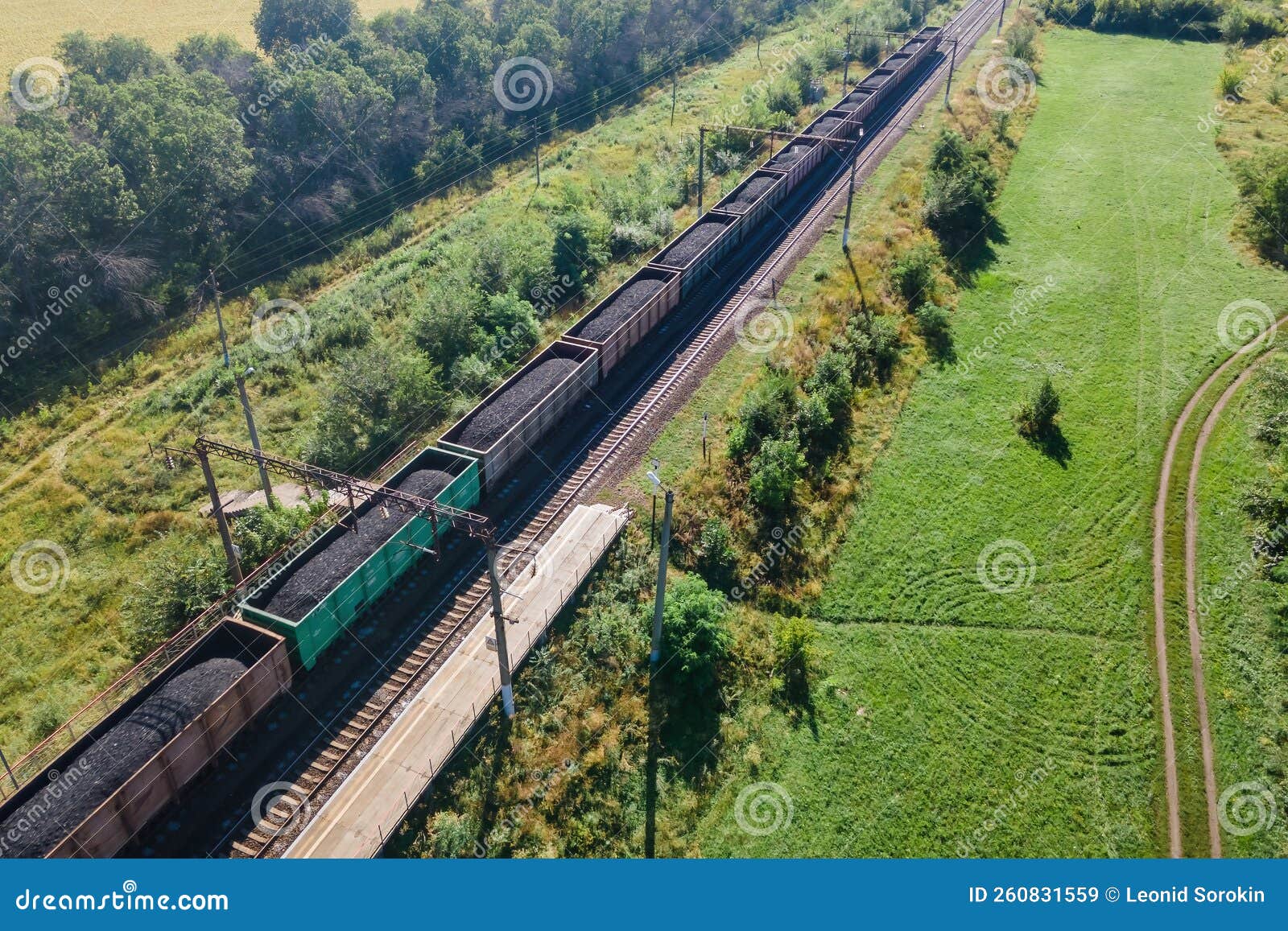Freight Train with Wagons Train with Coal Stock Image - Image of fuel ...