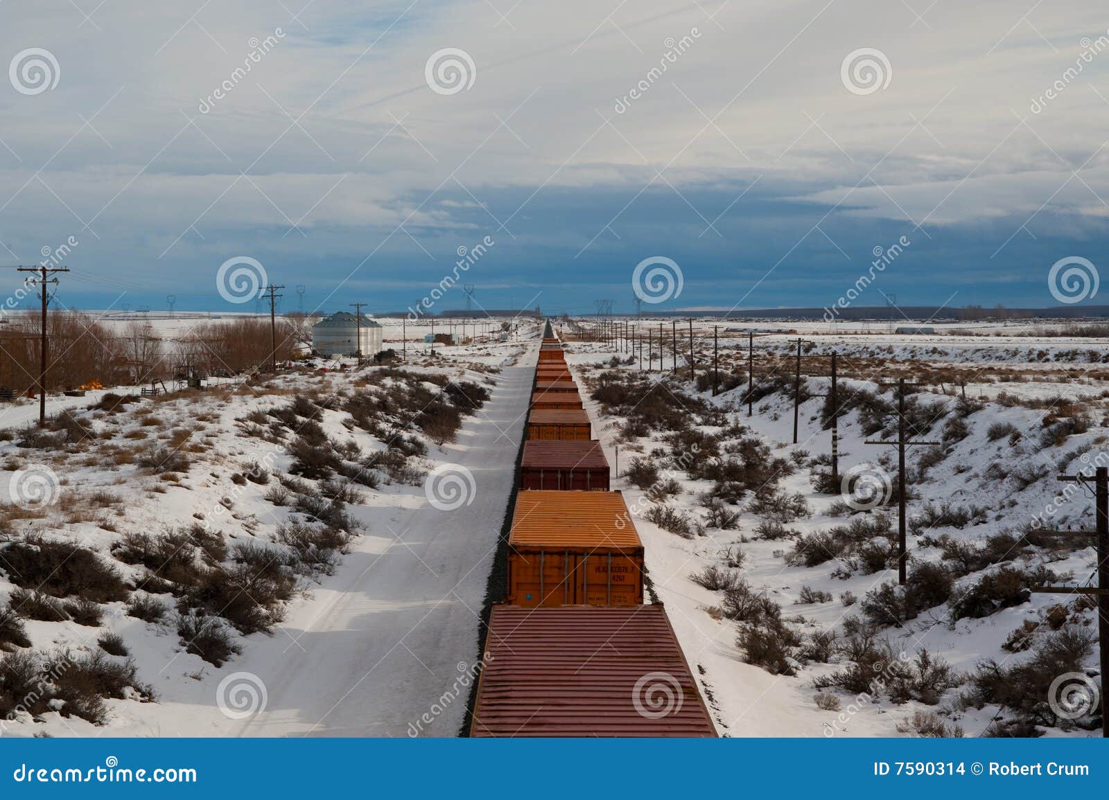 Freight train in winter stock photo. Image of wintery - 7590314
