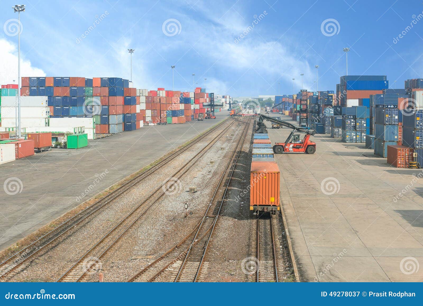 Freight Trains on Cargo Terminal Stock Image - Image of shipping, cargo ...