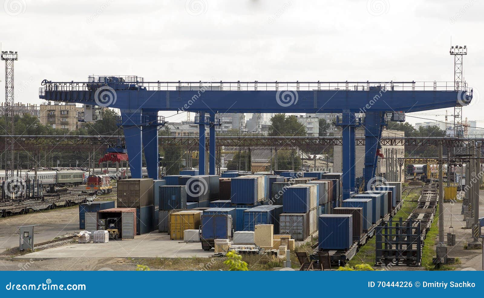 Freight Trains on Cargo Terminal. Stock Photo - Image of import ...