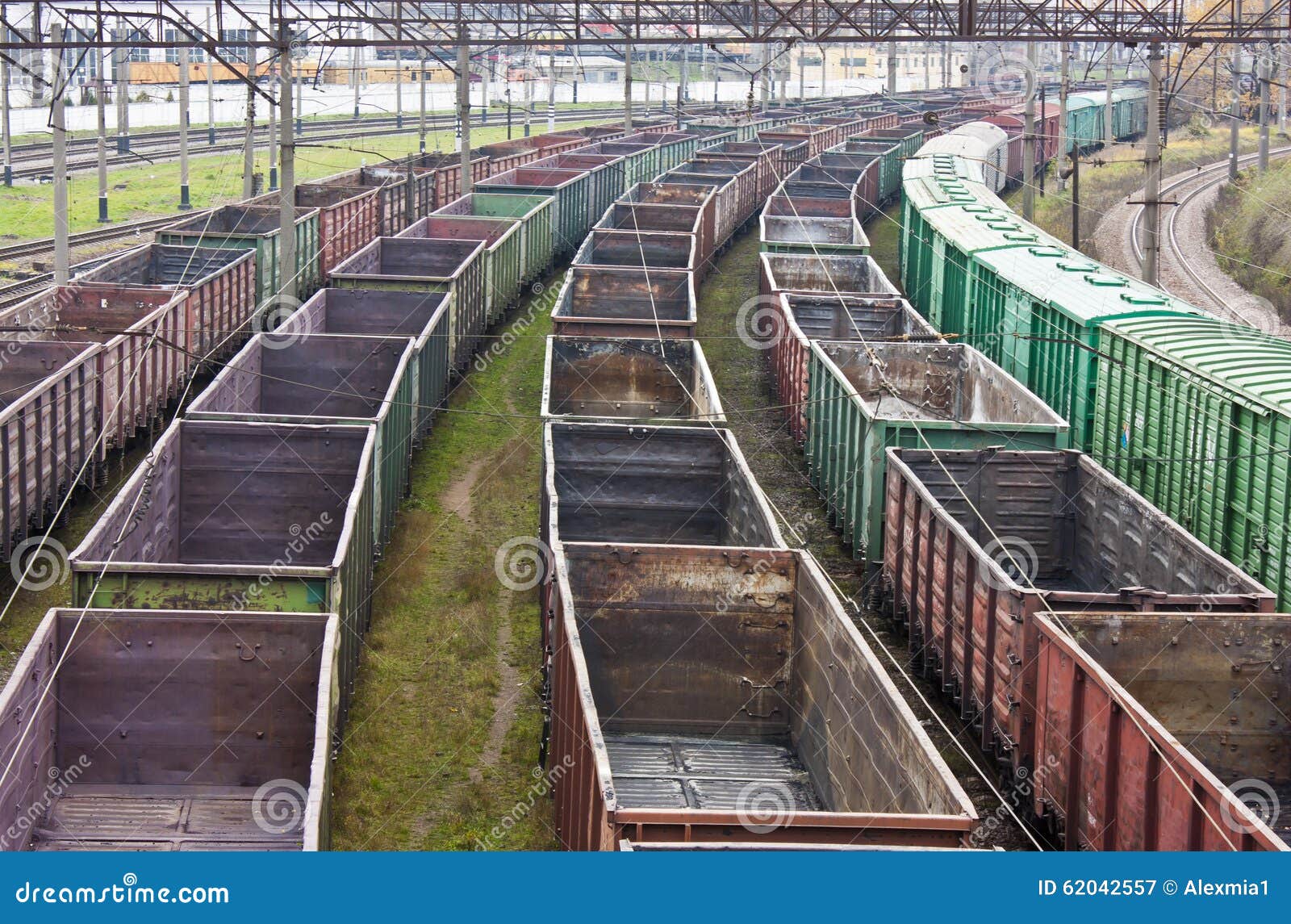 Freight Trains on City Cargo Terminal Stock Image - Image of business ...