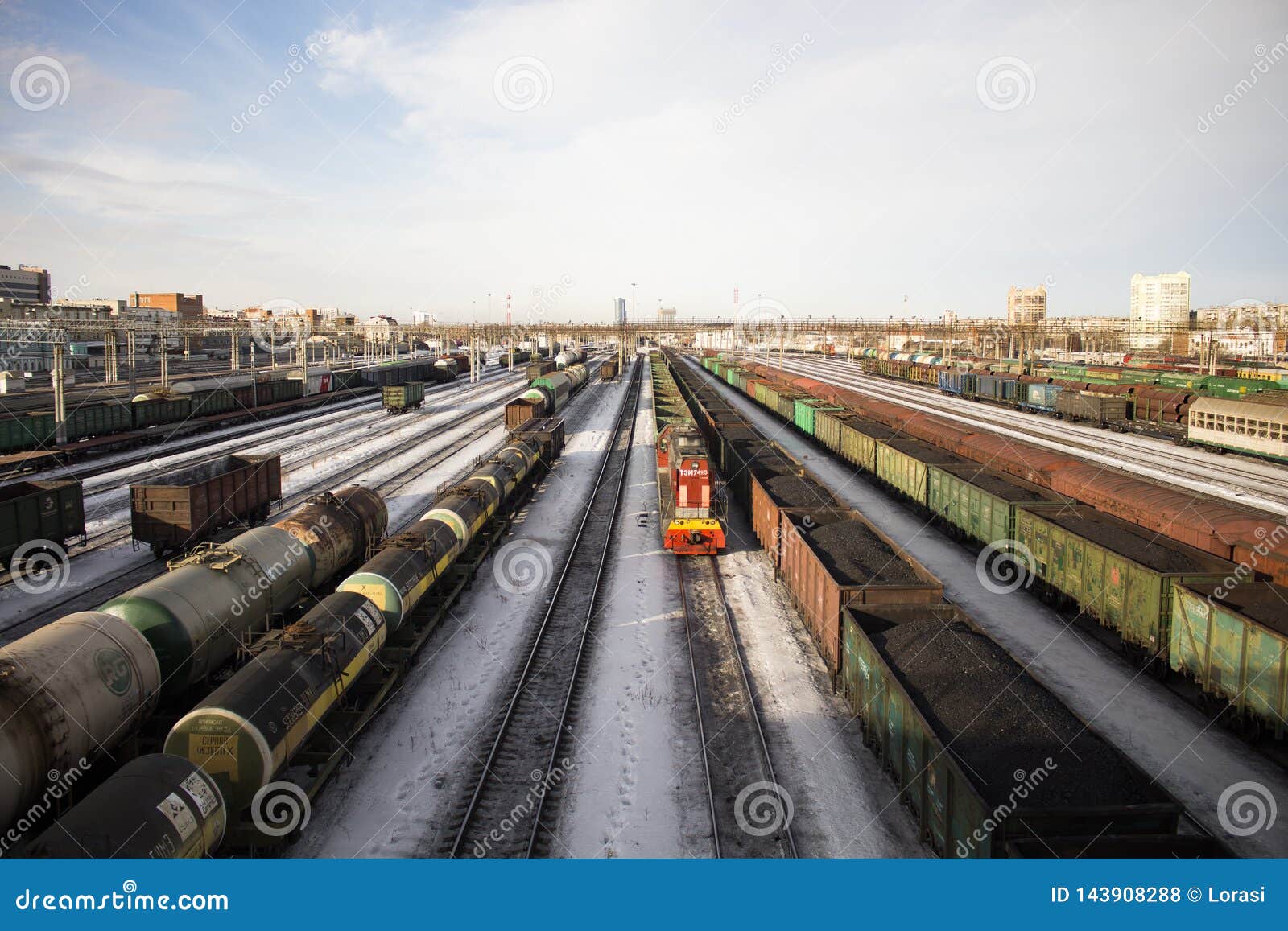 Freight Trains at the Railway Station Editorial Stock Photo - Image of ...