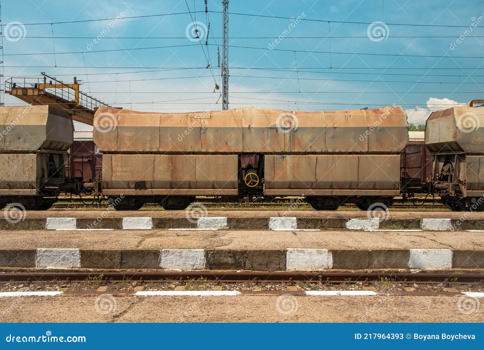 Freight Trains at a Railway Station with Details of Wagons Stock Image ...