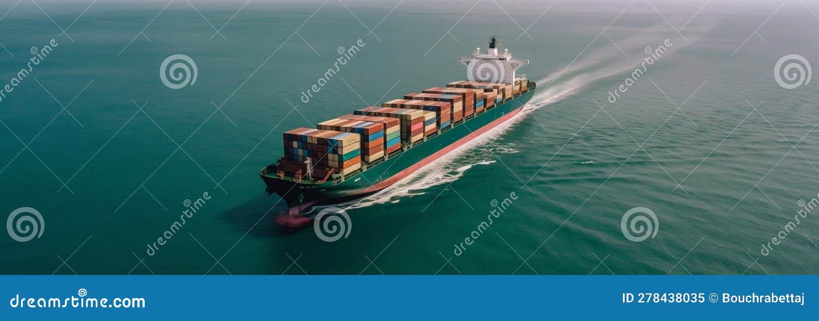 Freight Transport Aerial Panorama with Cargo Ship and Container Banner ...