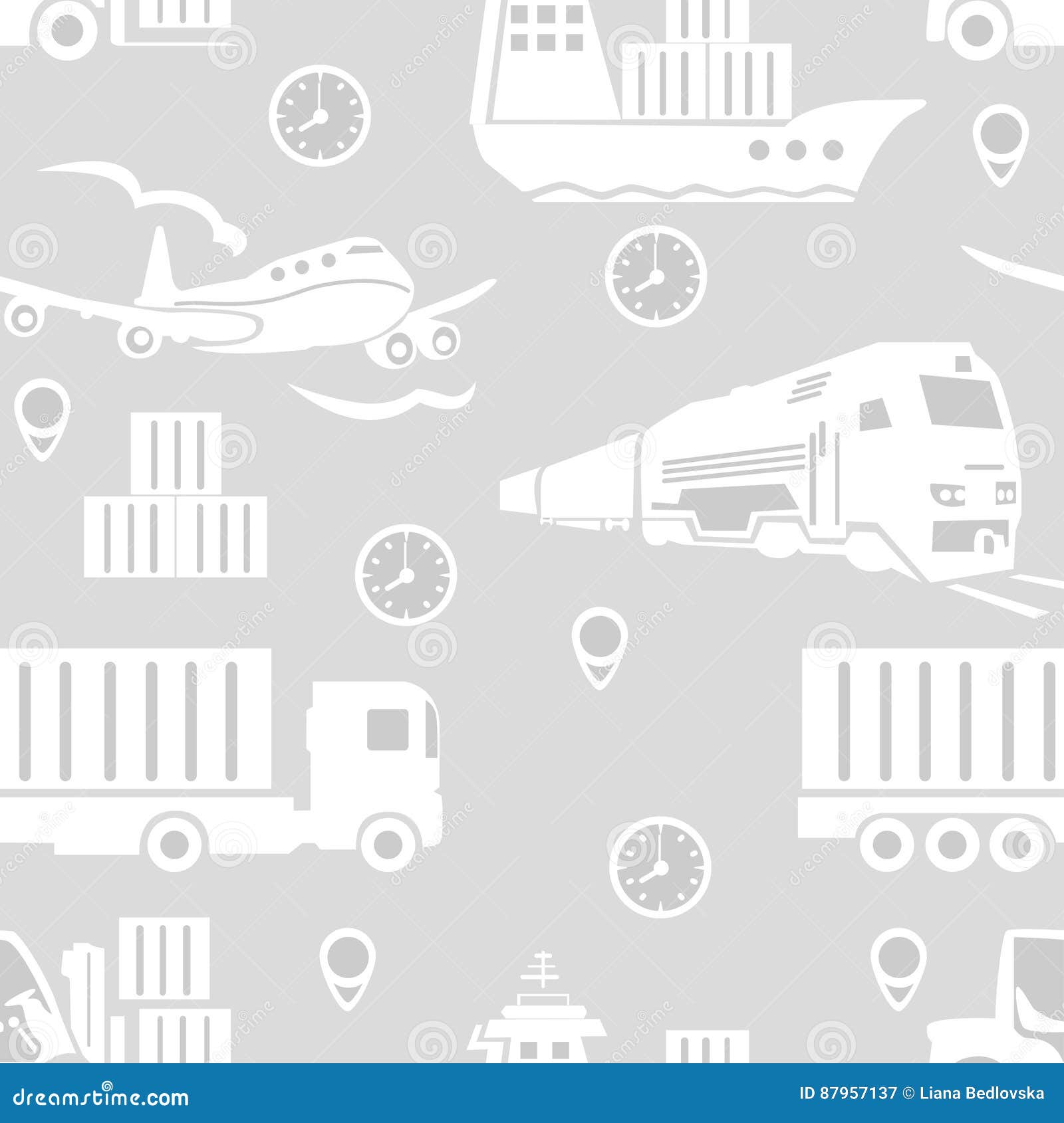 Freight Transport Seamless Pattern Stock Vector - Illustration of ...