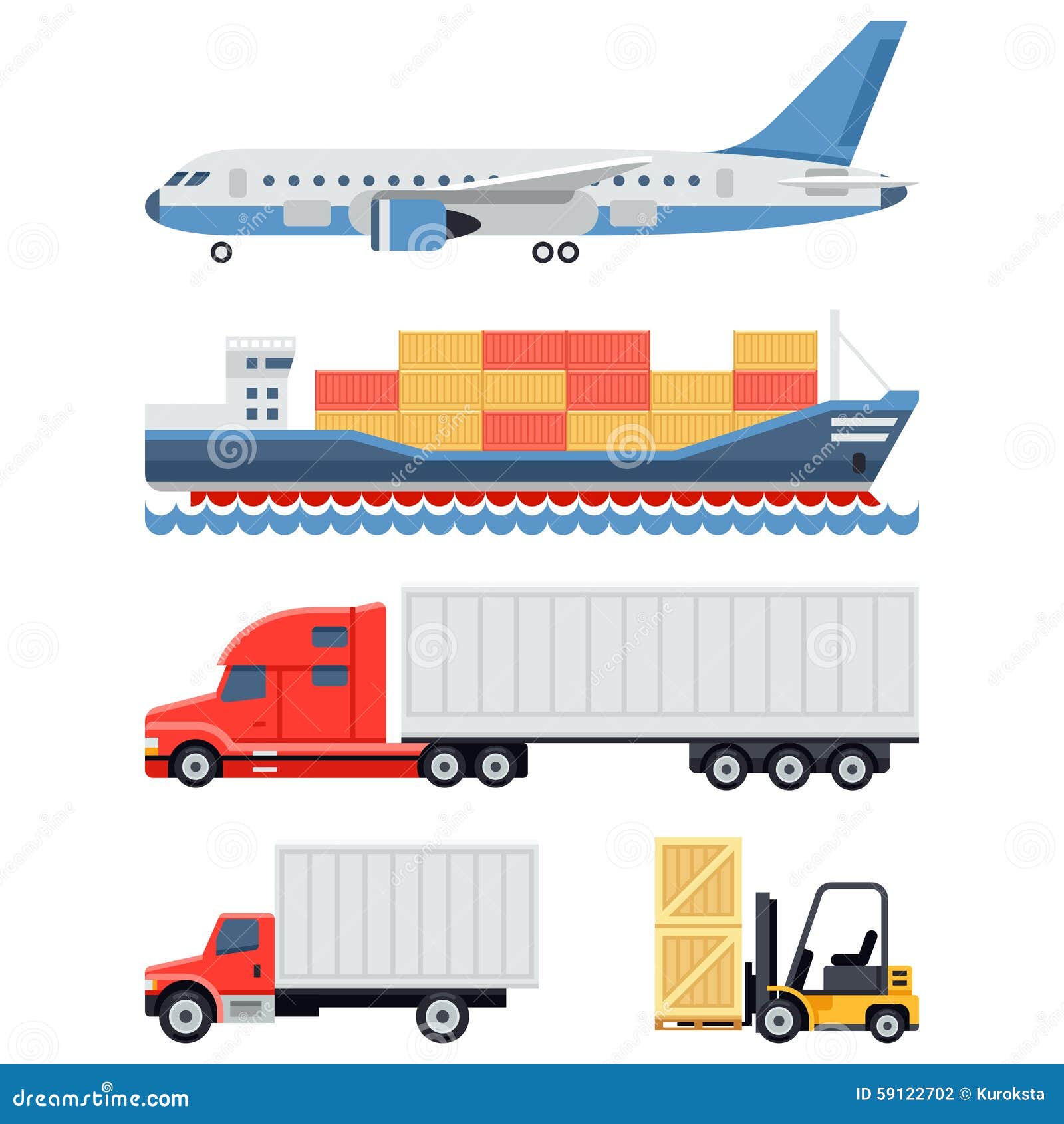 Freight Transportation and Delivery Logistics Flat Stock Vector ...
