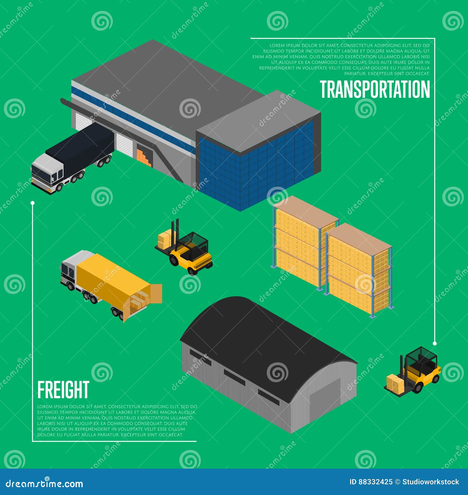Freight Transportation Isometric Concept Stock Vector - Illustration of ...