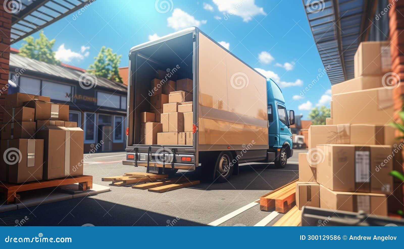 Freight Transportation. Truck in Warehouse Distribution Center Stock ...