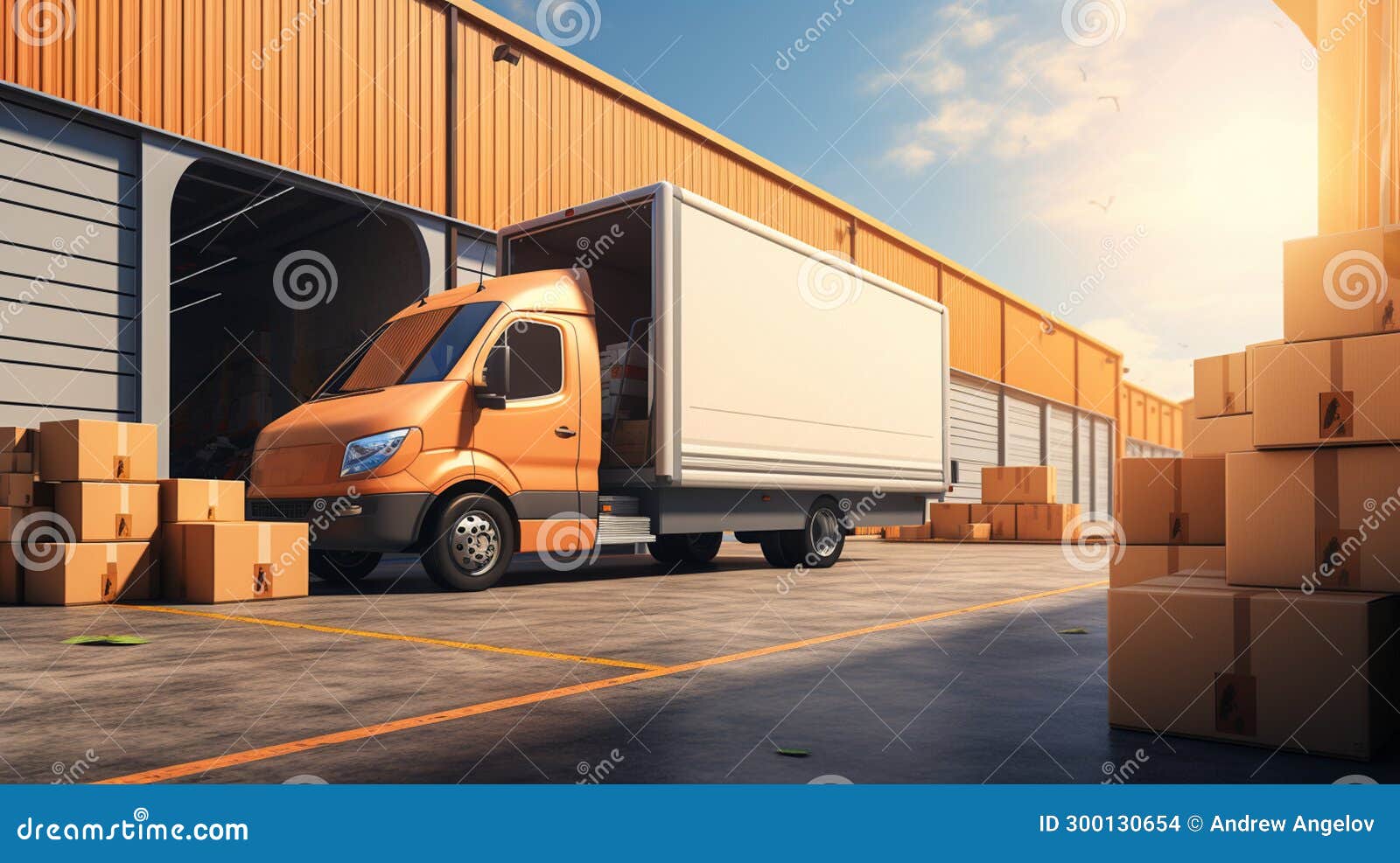 Freight Transportation. Truck in Warehouse Distribution Center Stock ...