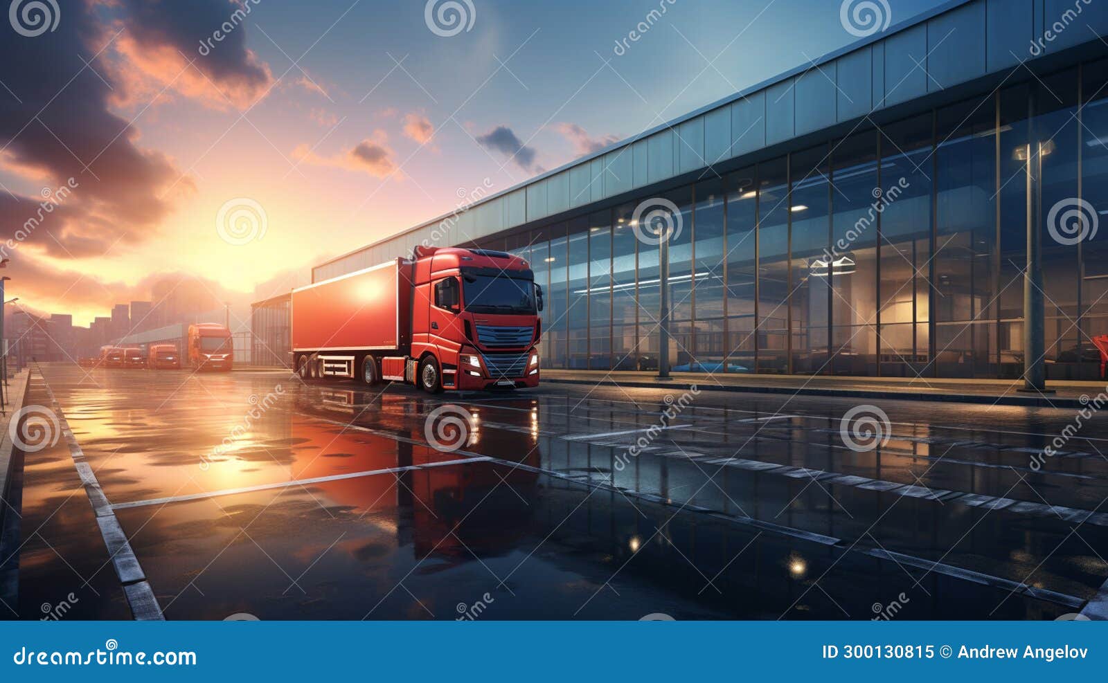 Freight Transportation. Truck in Warehouse Distribution Center Stock ...