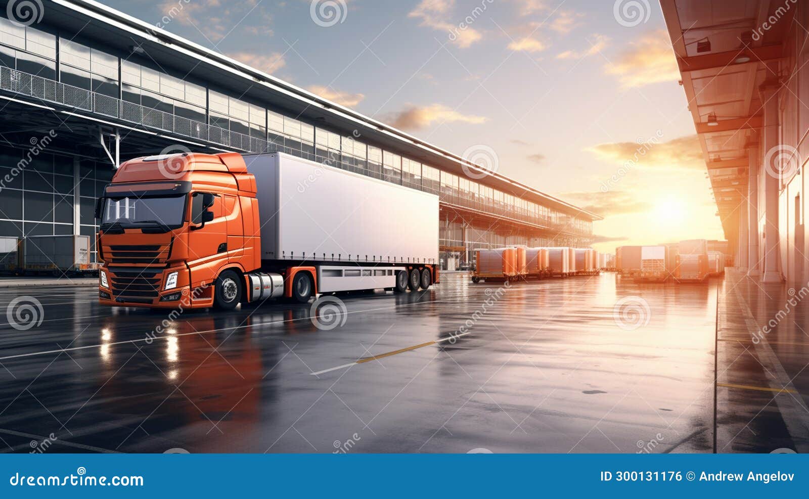 Freight Transportation. Truck in Warehouse Distribution Center Stock ...