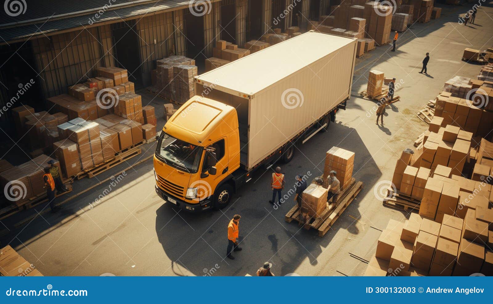Freight Transportation. Truck in Warehouse Distribution Center Stock ...