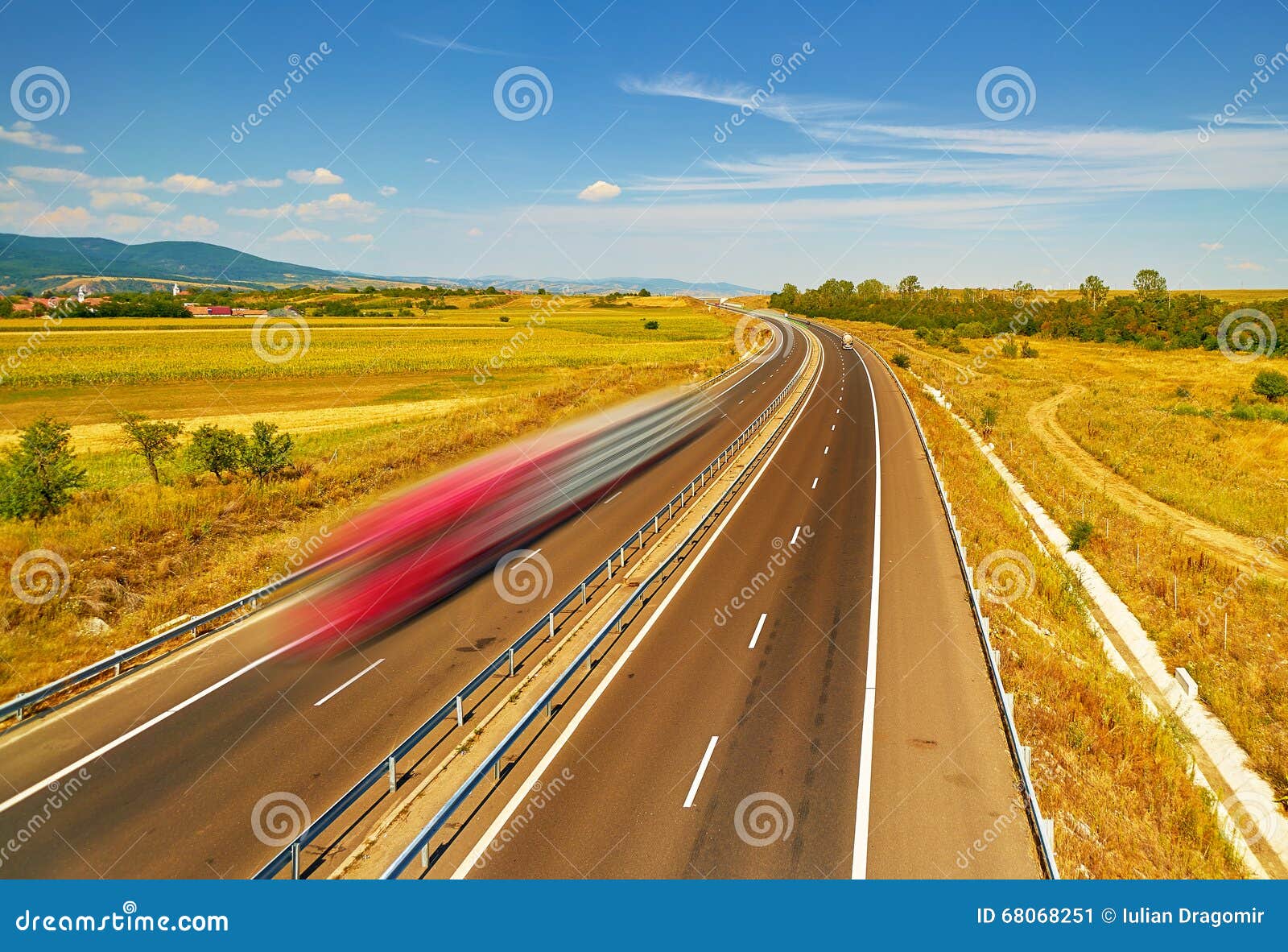 Freight Truck in Motion on Highway Stock Image - Image of truck, cargo ...