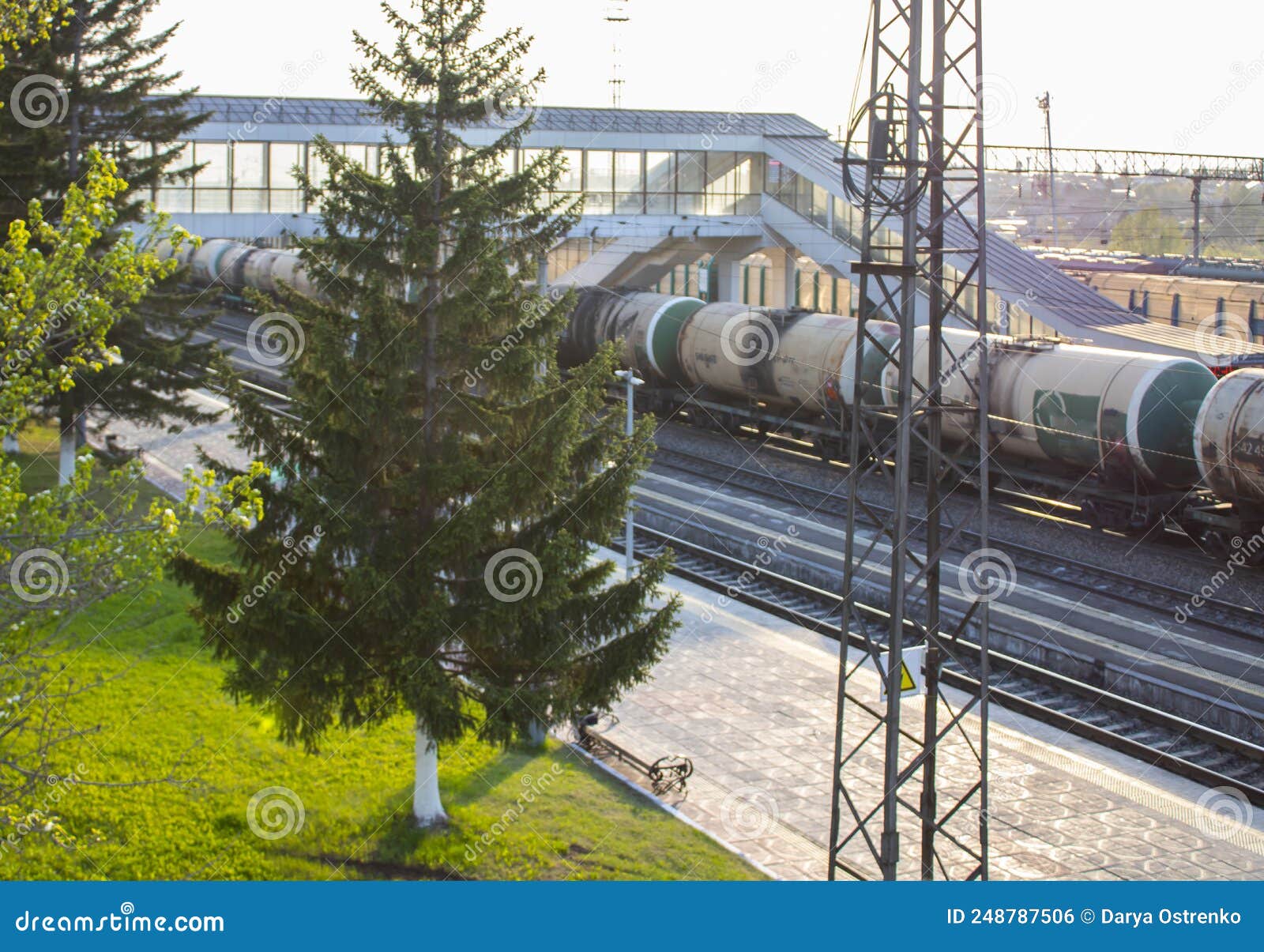 Freight Wagons on the Railroad. Freight Infrastructure. Stock Photo ...