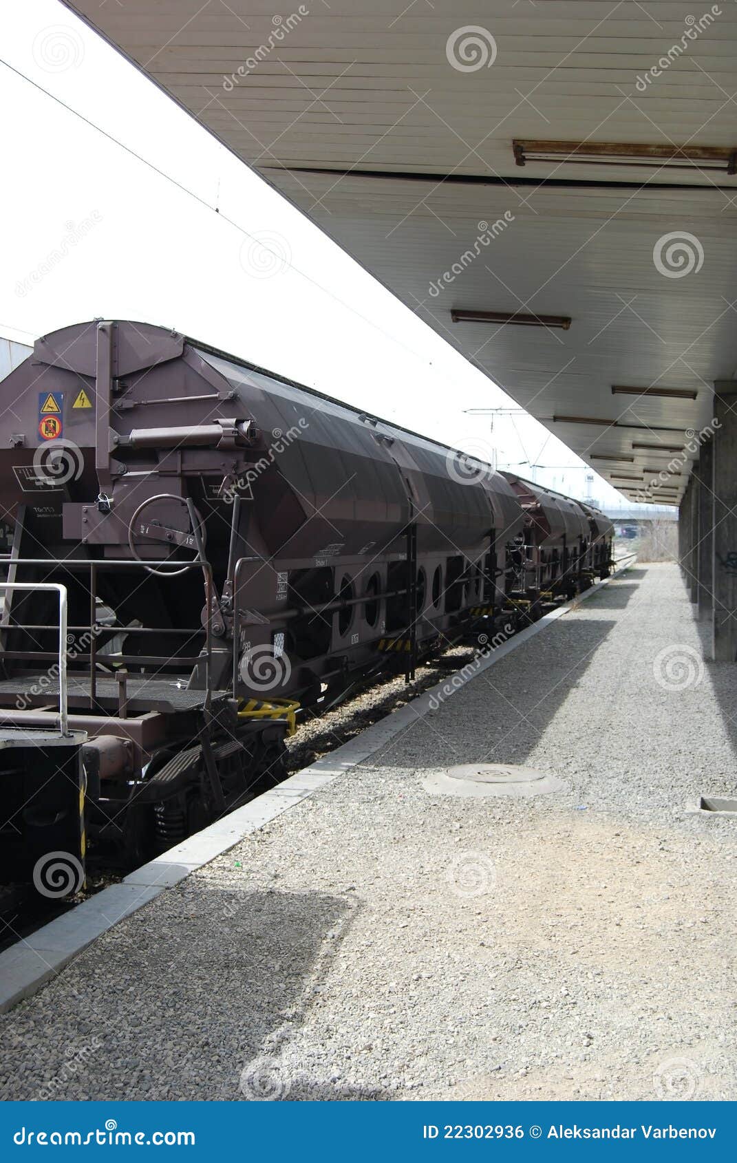 Freight Wagons on Railway Station Stock Photo - Image of line, metal ...