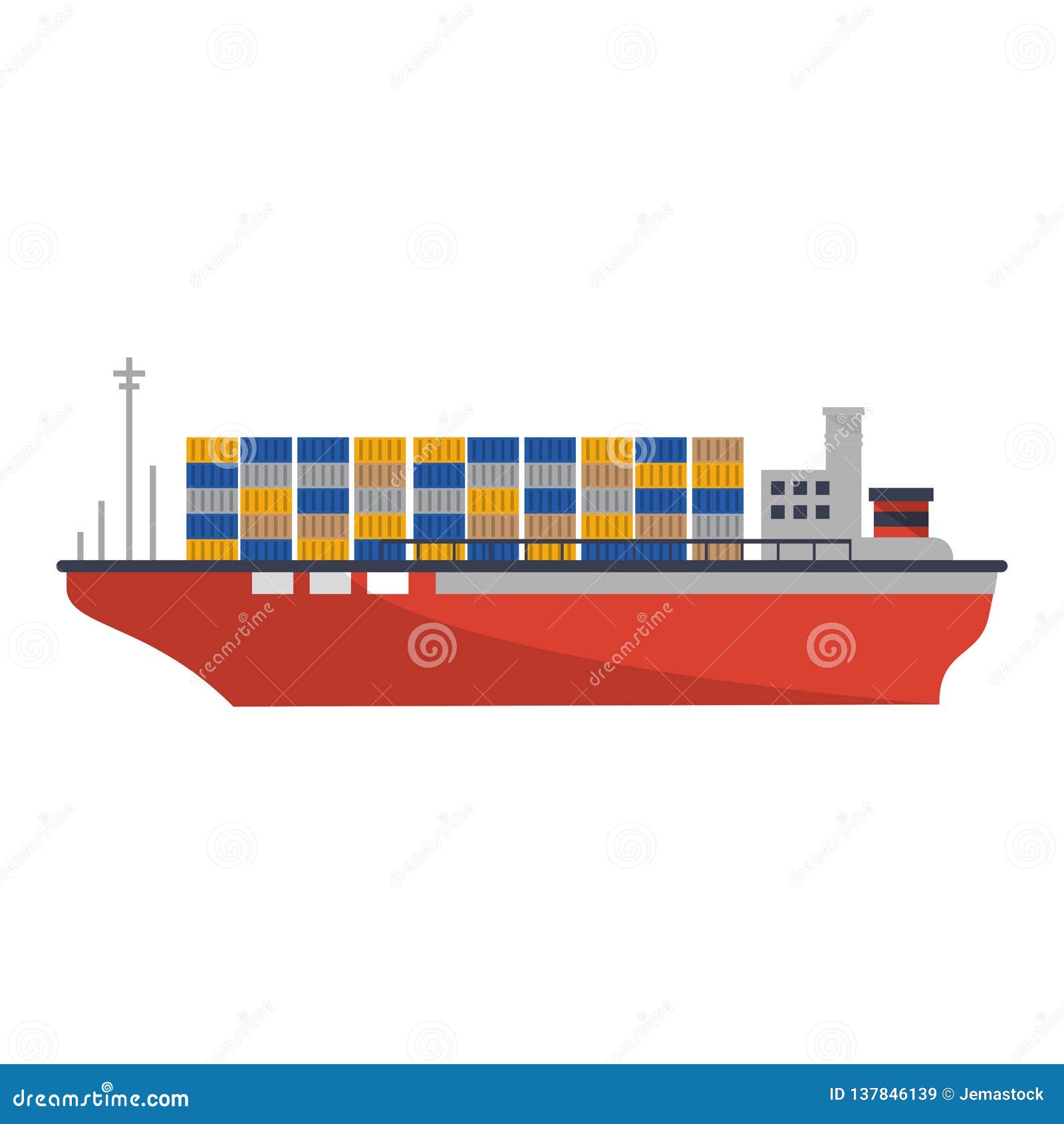 Freighter Boat with Containers Stock Vector - Illustration of summer ...