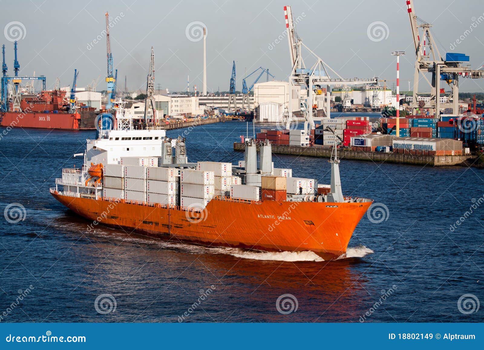 Freighter - Container Ship in Harbor Editorial Stock Image - Image of ...