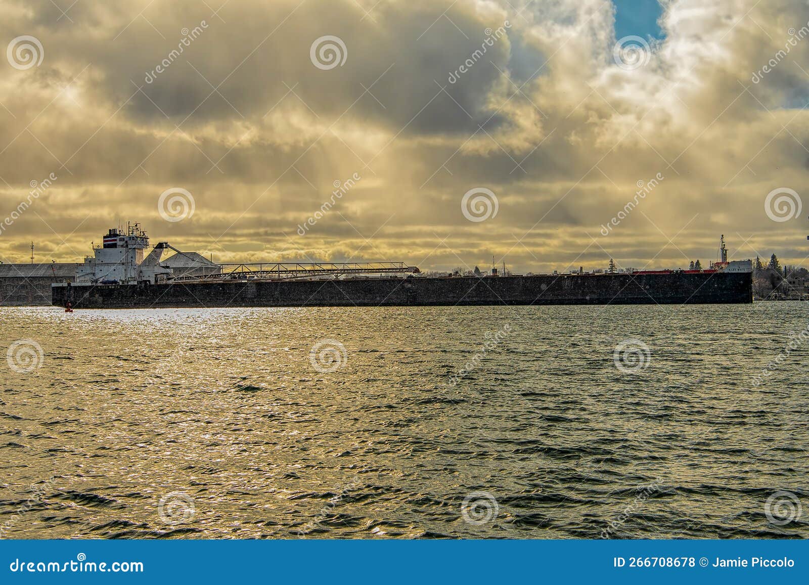 Freighter Cruising on River Stock Photo - Image of coast, water: 266708678