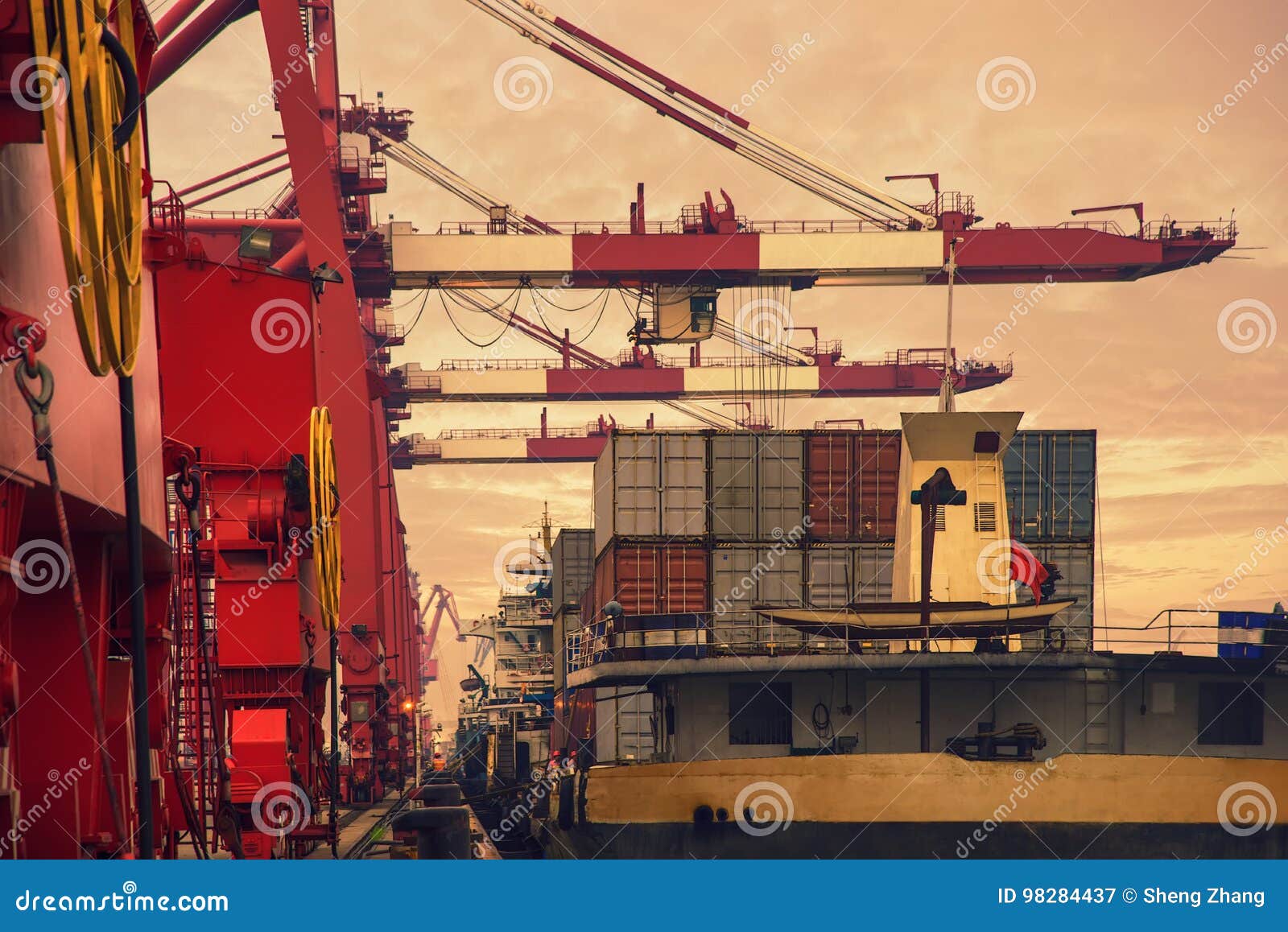 The Freighter Docked at the Dock for Loading and Unloading Stock Image ...