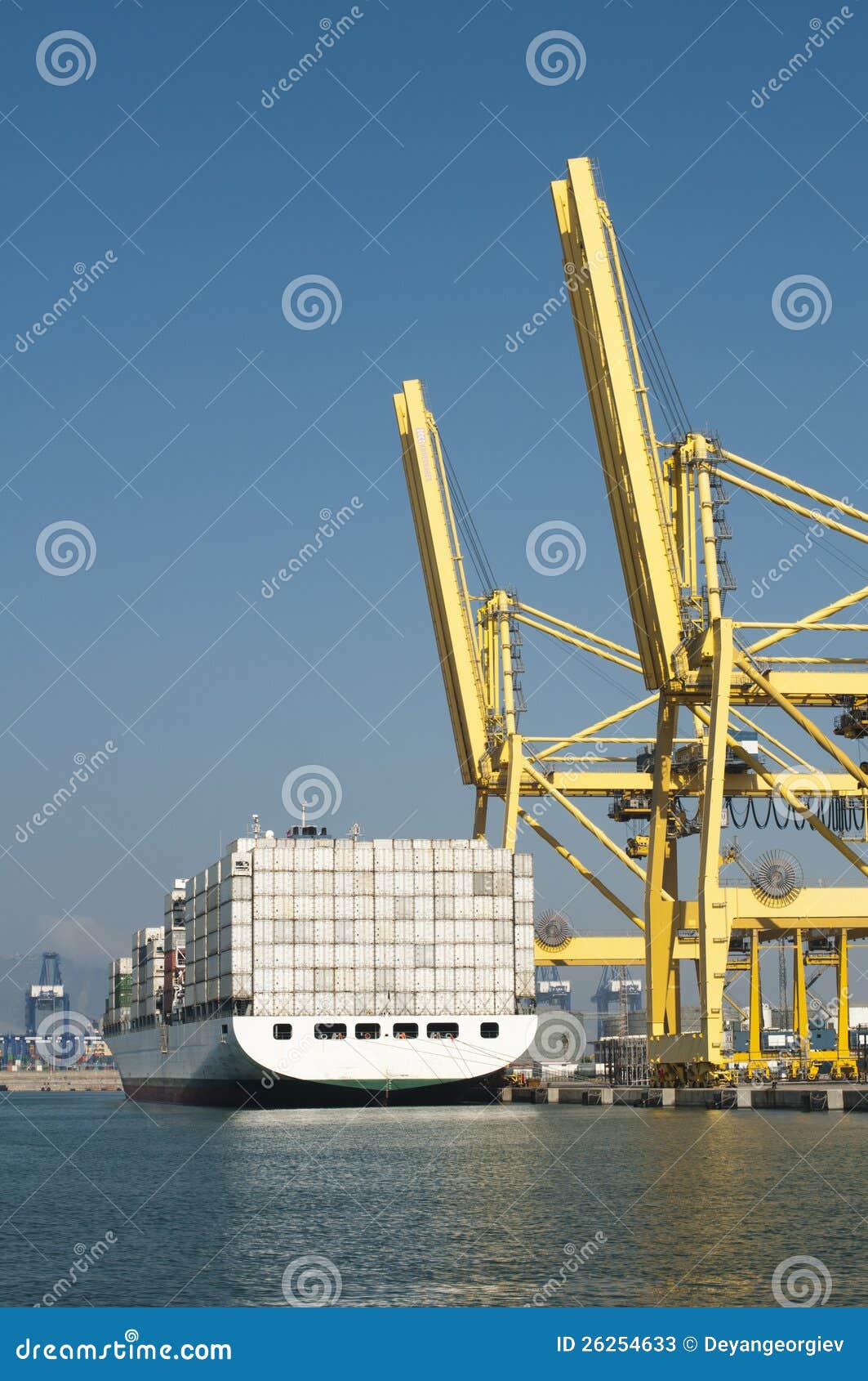Freighter in Port Being Loaded with Containers Stock Image - Image of ...