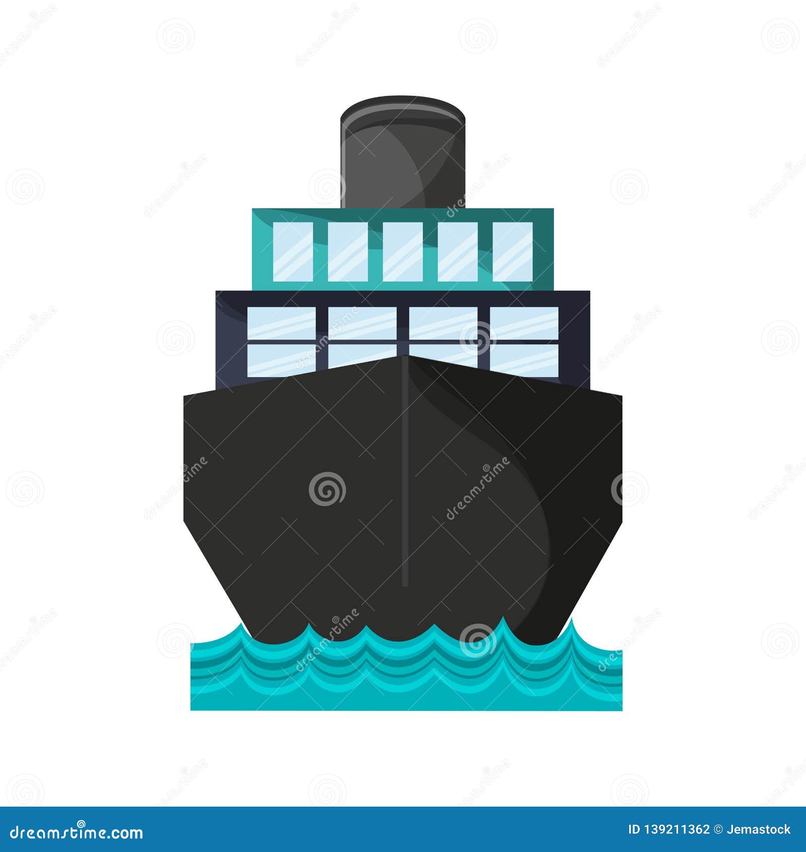 Freighter Ship with Container in the Sea Stock Vector - Illustration of ...