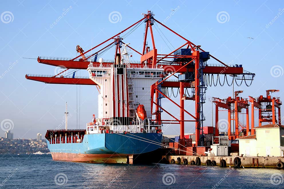 Freighter ship in doc stock image. Image of maritime, cargo - 9088061