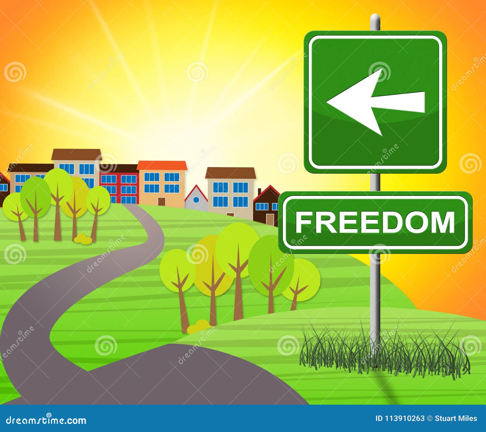 Freiheits-Zeichen-Shows Erhalten Weg Illustration 3d Stock Abbildung ...