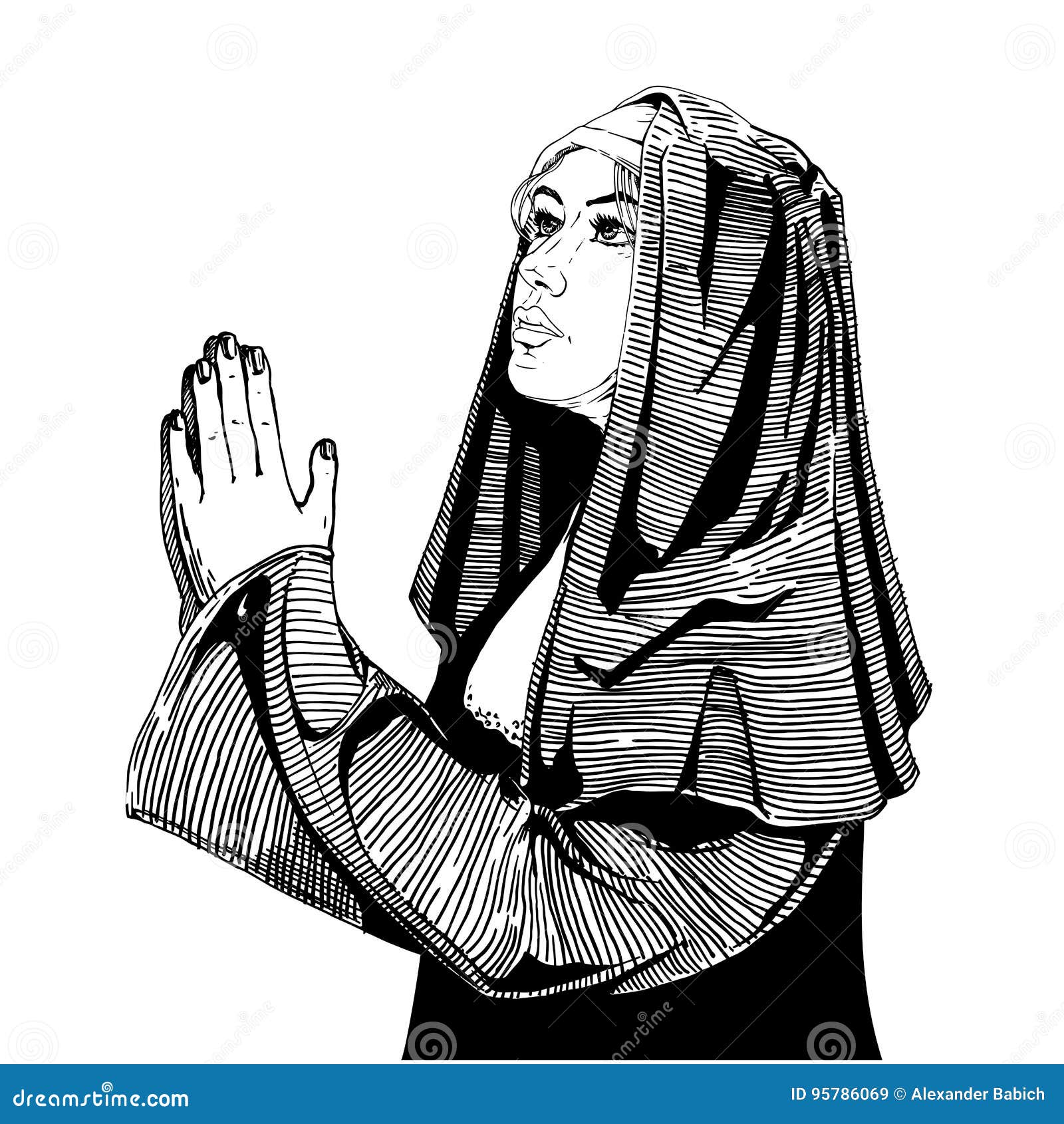 A freira está rezando ilustração do vetor. Ilustração de freira - 95786069