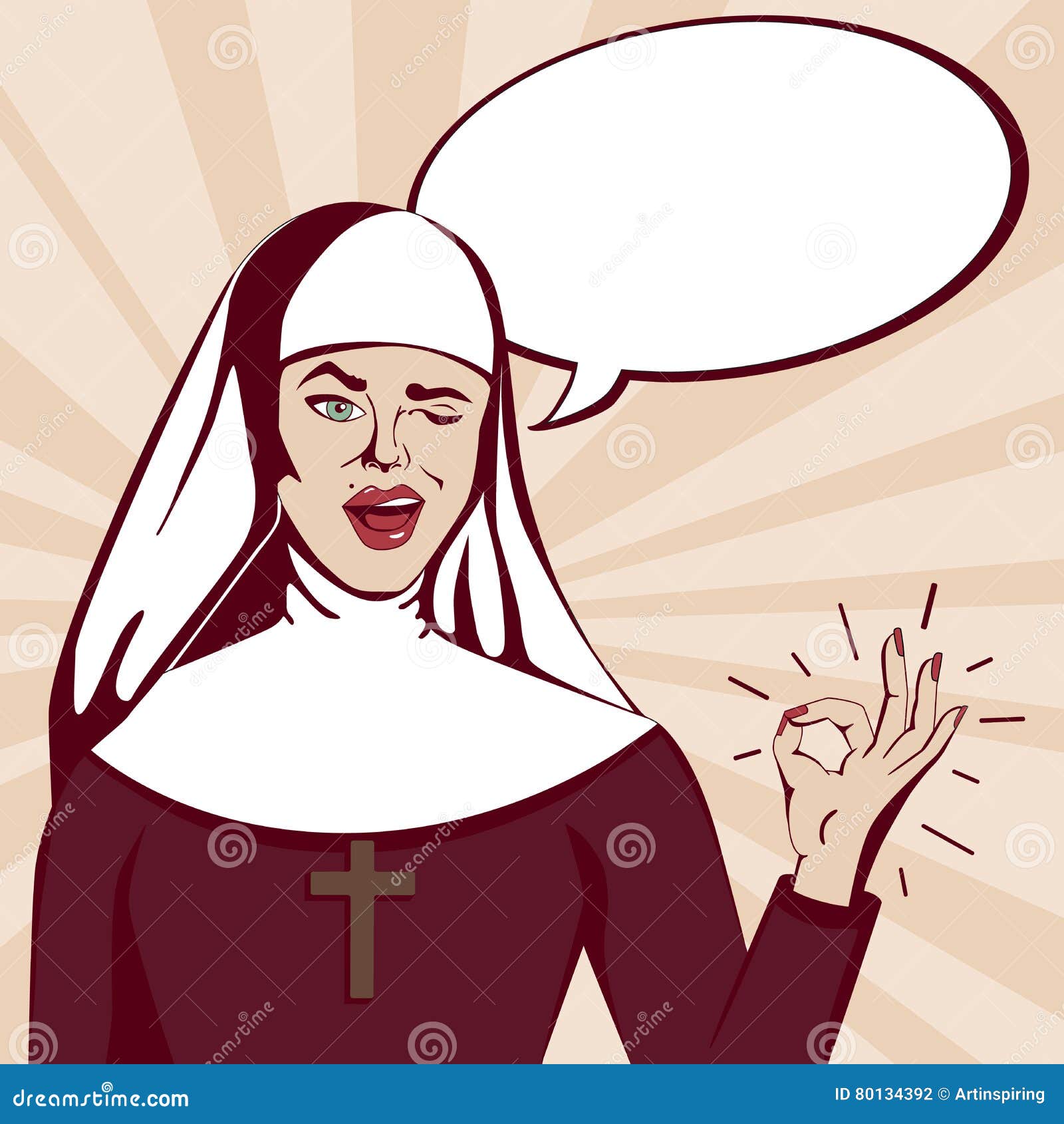 Freira retro do pop art ilustração do vetor. Ilustração de religioso ...