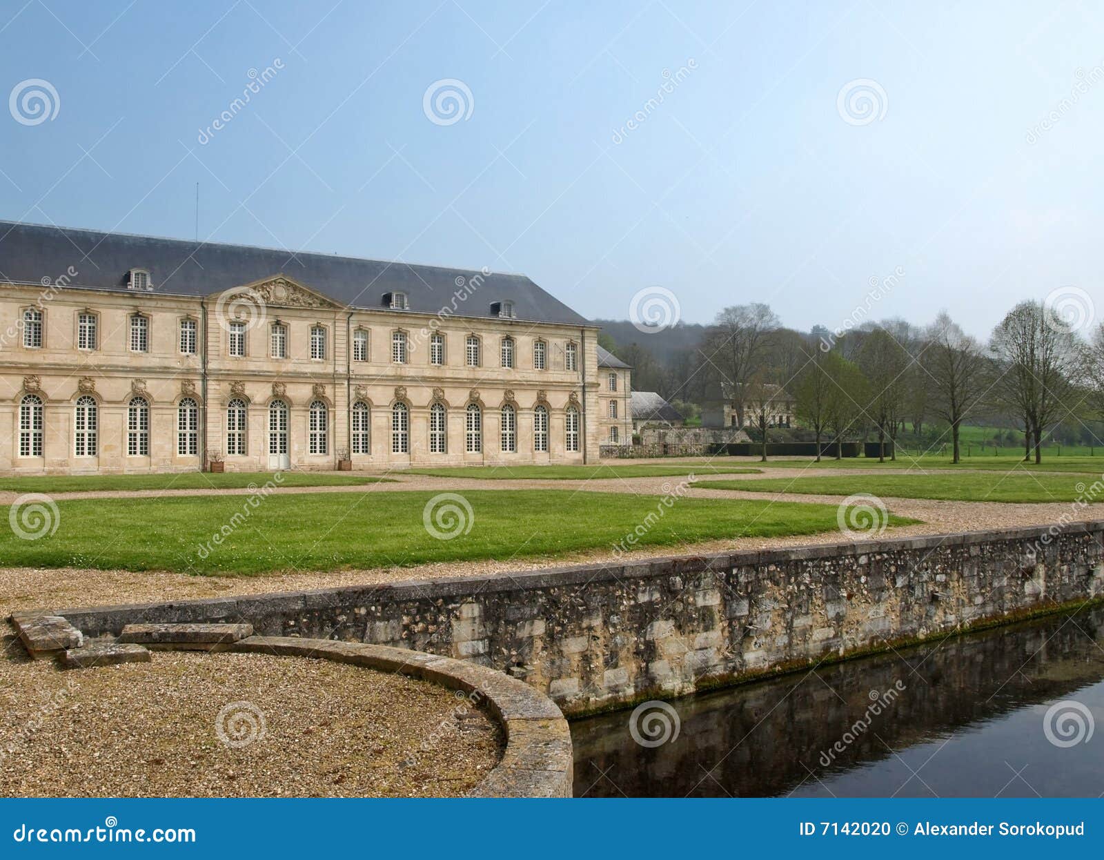 French abbey view stock photo. Image of canal, catholic - 7142020