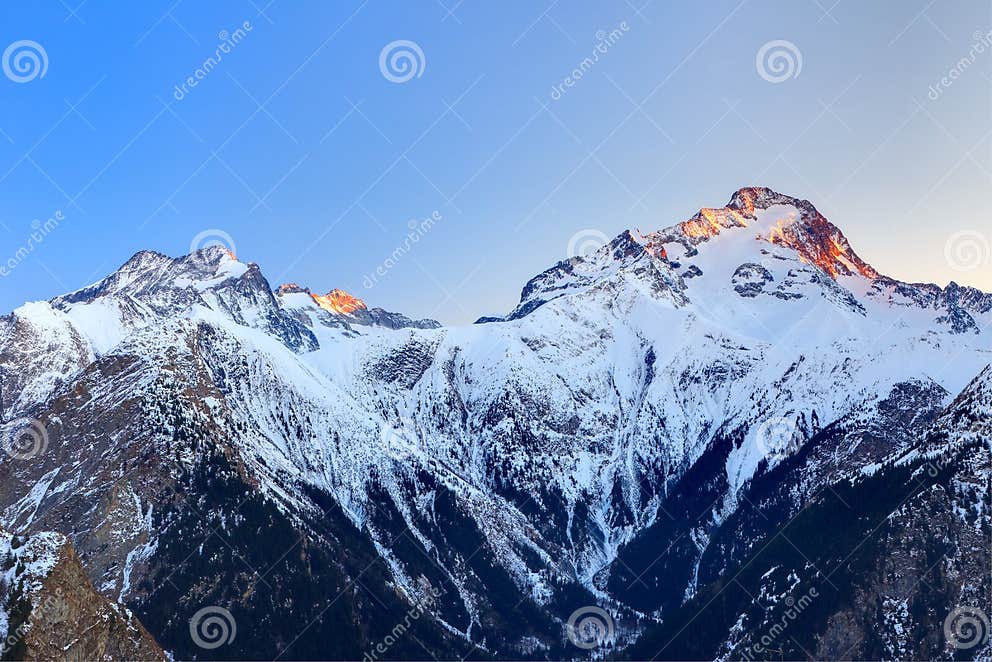 French Alps at sunset stock image. Image of blue, glacier - 18481419