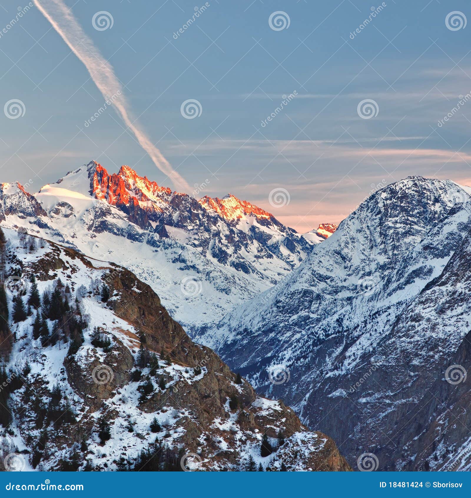 French Alps at sunset stock photo. Image of altitude - 18481424