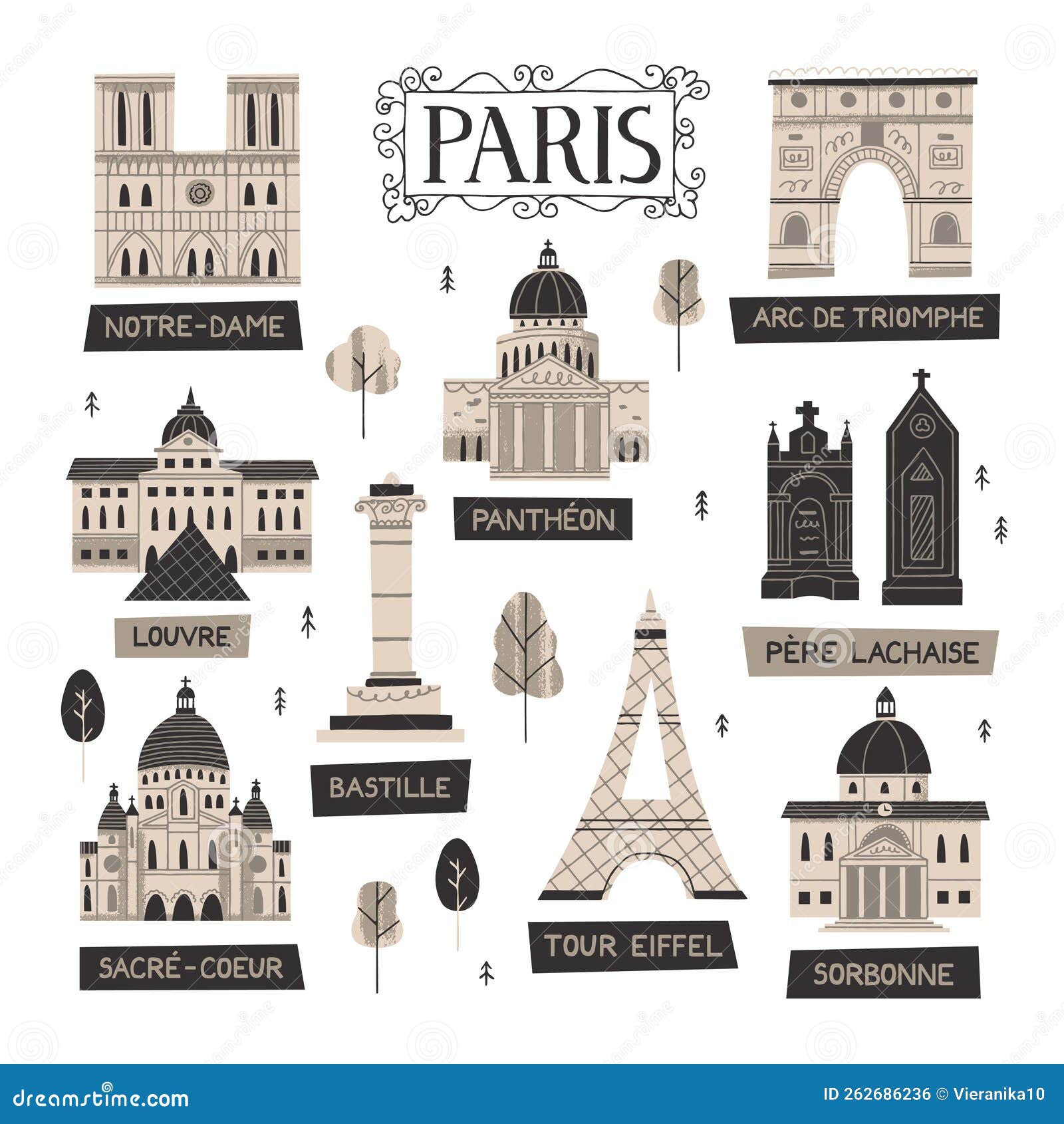 French Architecture Concept Stock Vector - Illustration of tower ...