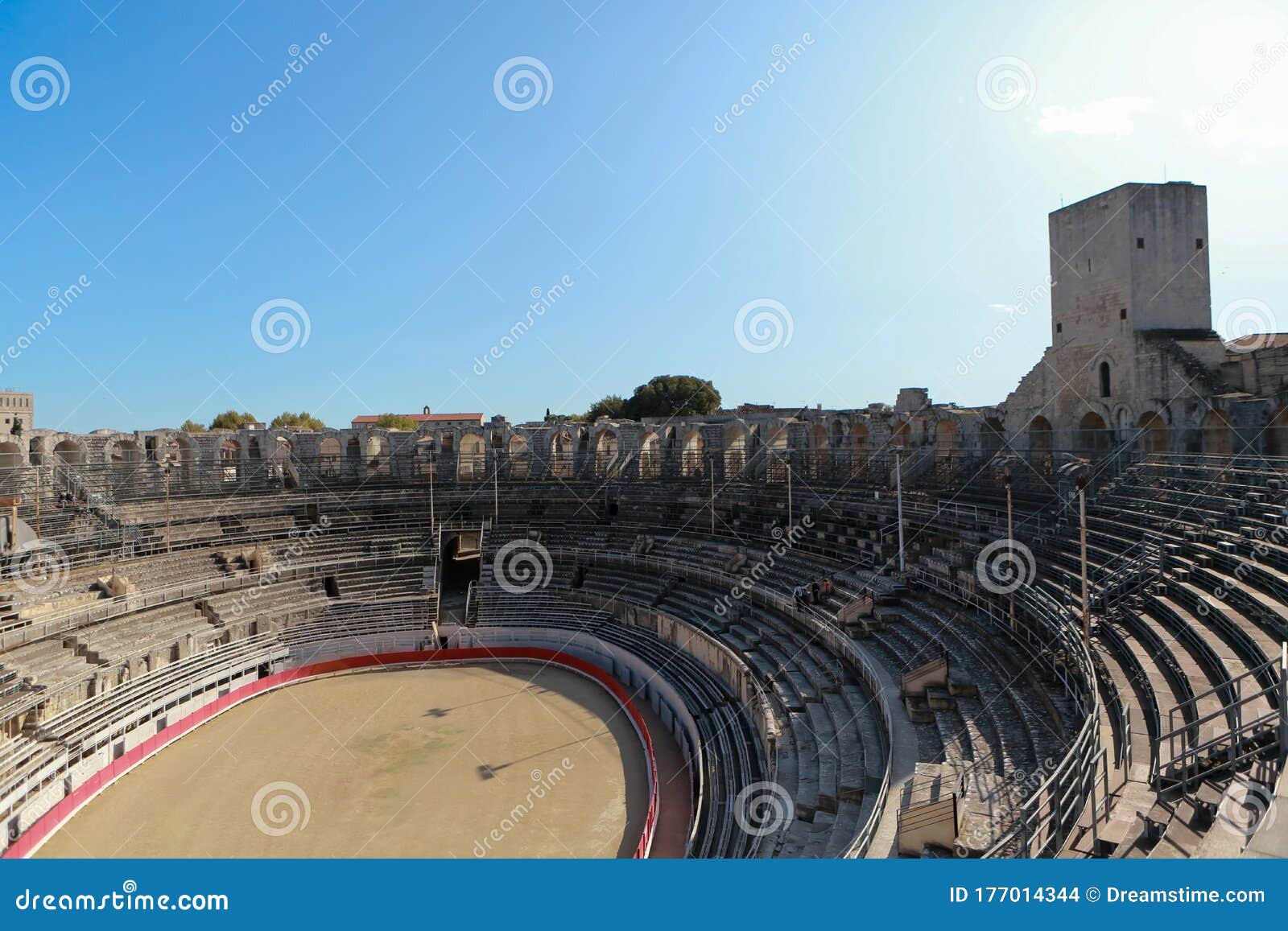 French Arles Travel Ancient Circular Stadium Stock Photo - Image of ...