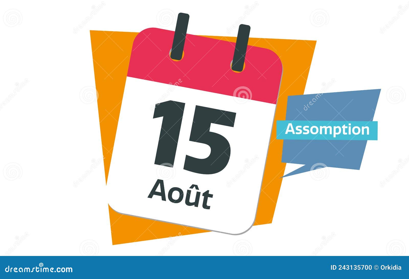 French 15 august calendar stock vector. Illustration of aout - 243135700