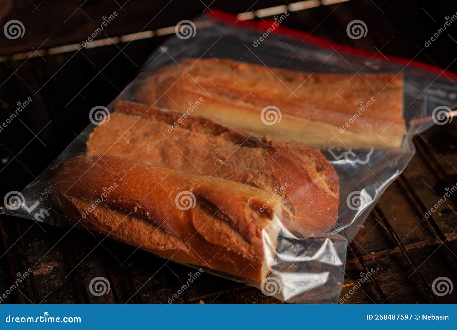 French Baguette in a Zip Bag. Bread Storage, Freezing Stock Image ...