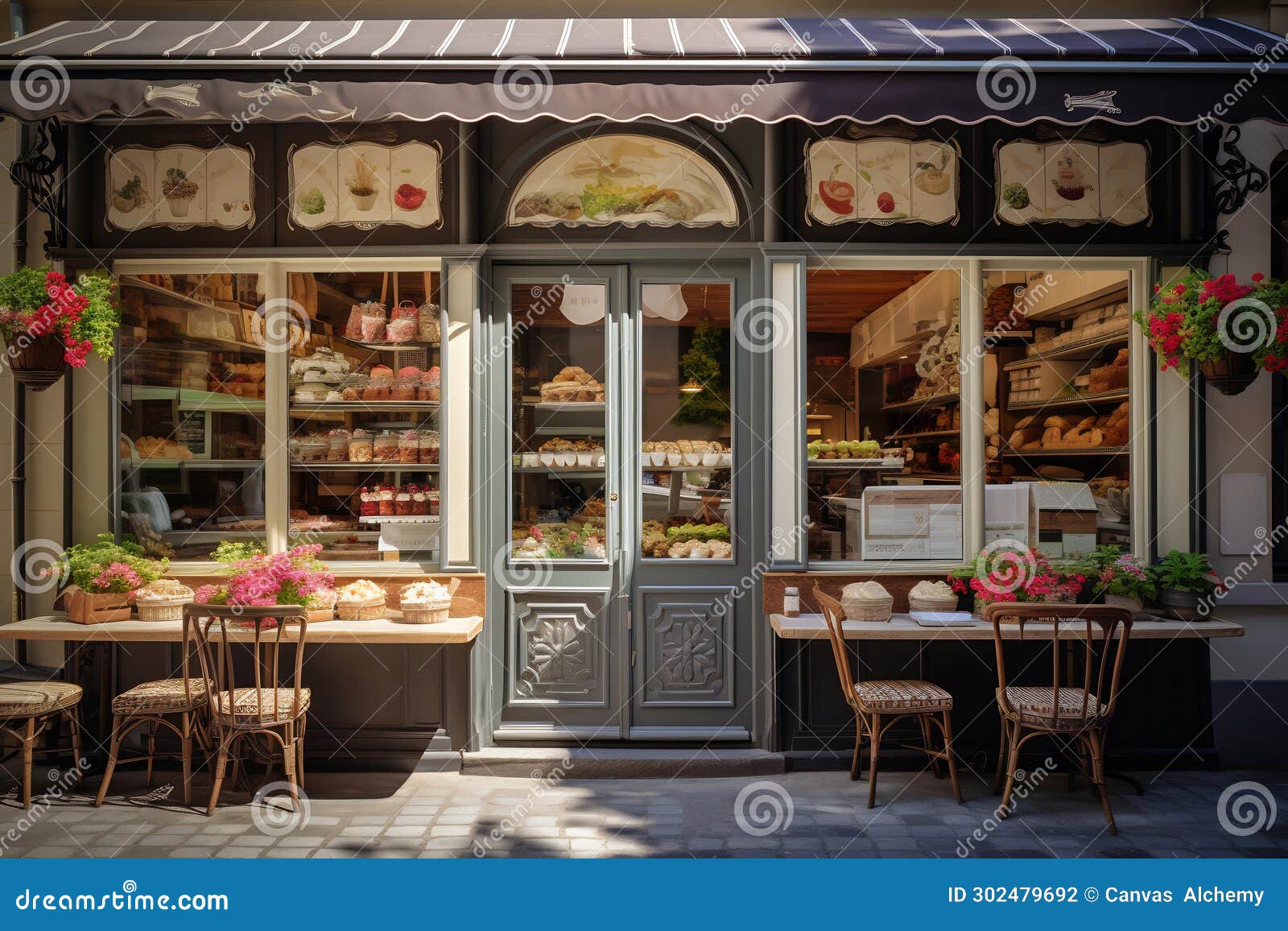 French Bakery with Awning stock illustration. Illustration of window ...