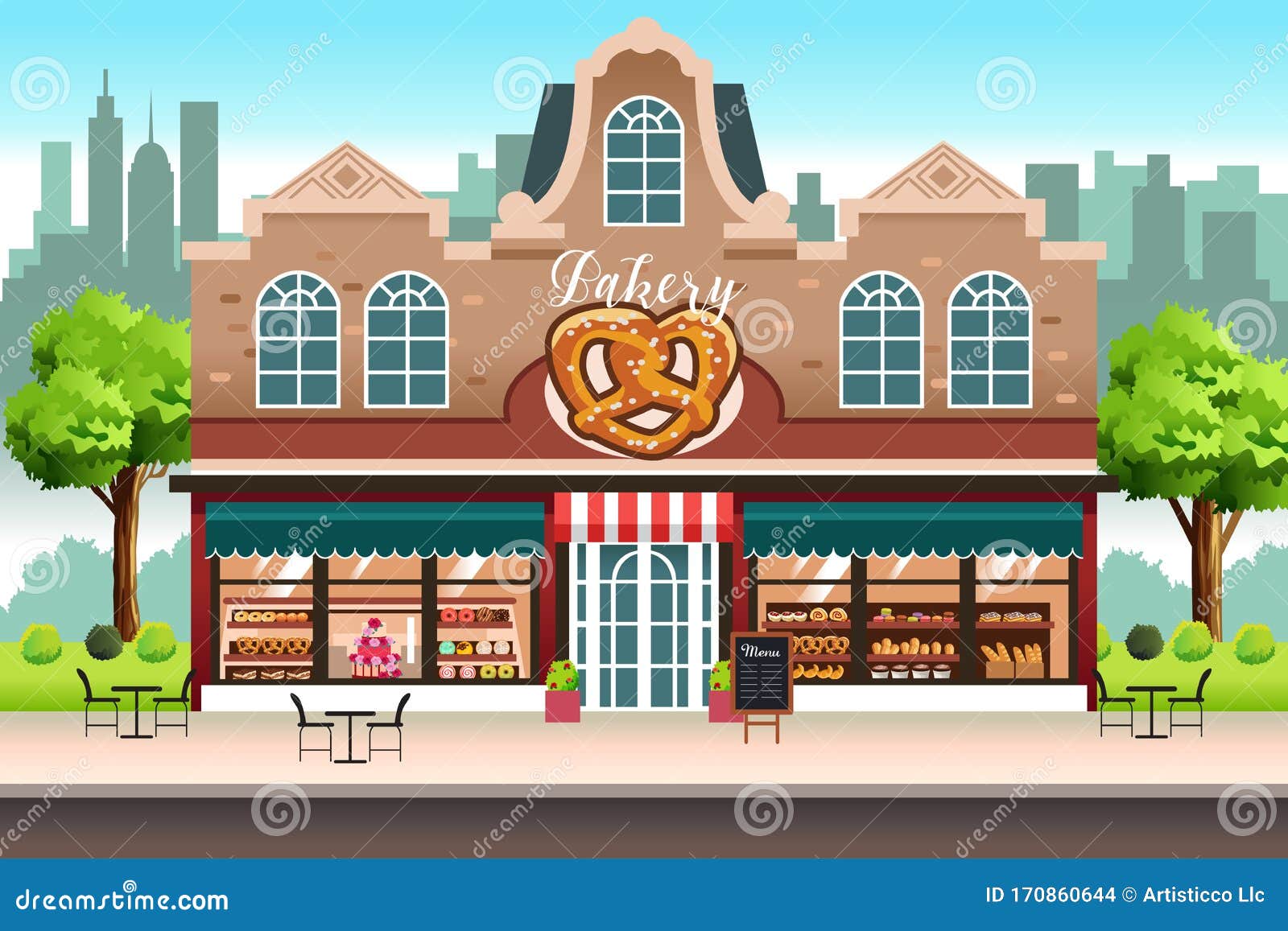French Bakery Shop Store Vector Illustration Stock Vector ...