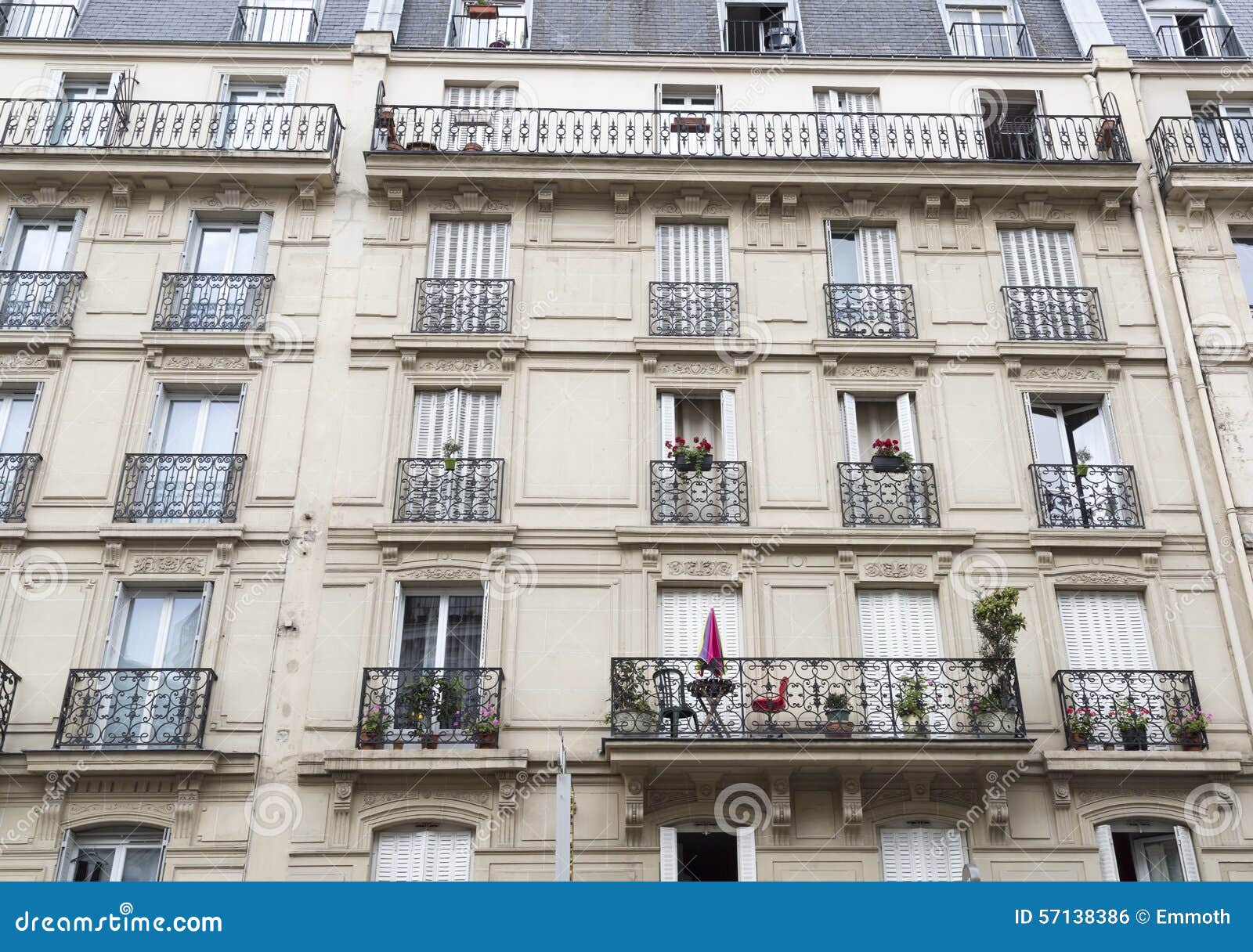 French Balconies in Paris stock photo. Image of residential - 57138386