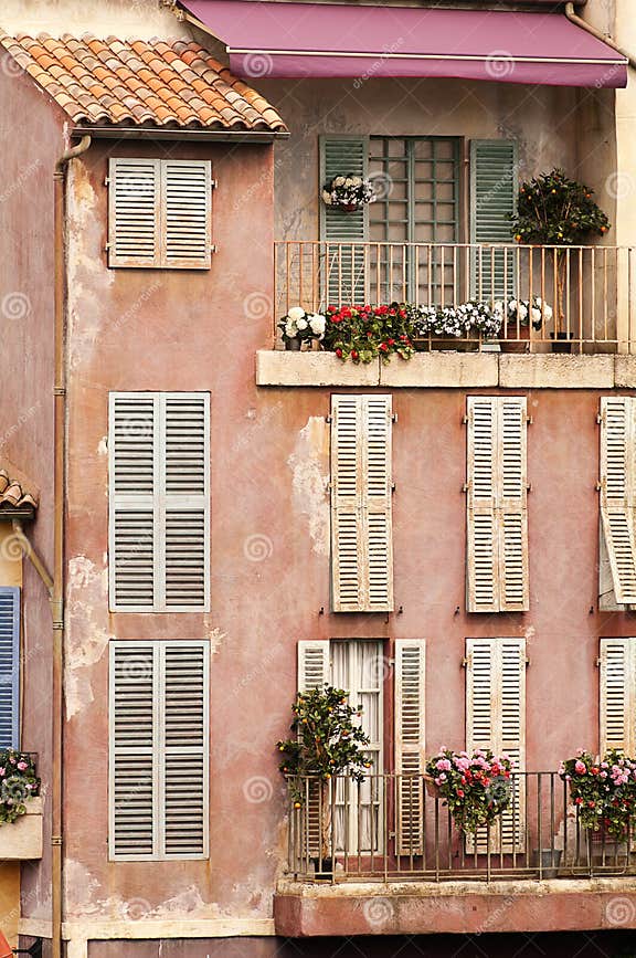 French balcony in Paris stock image. Image of stale, shutters - 25217417