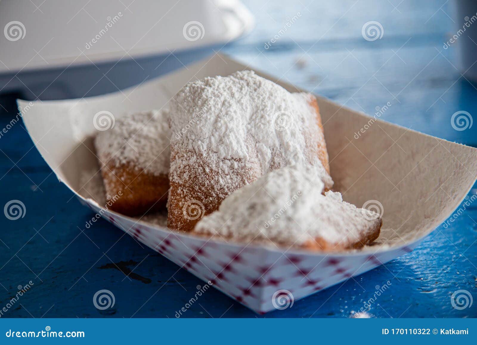 French Beignets with Powdered Sugar on Top Stock Photo - Image of ...