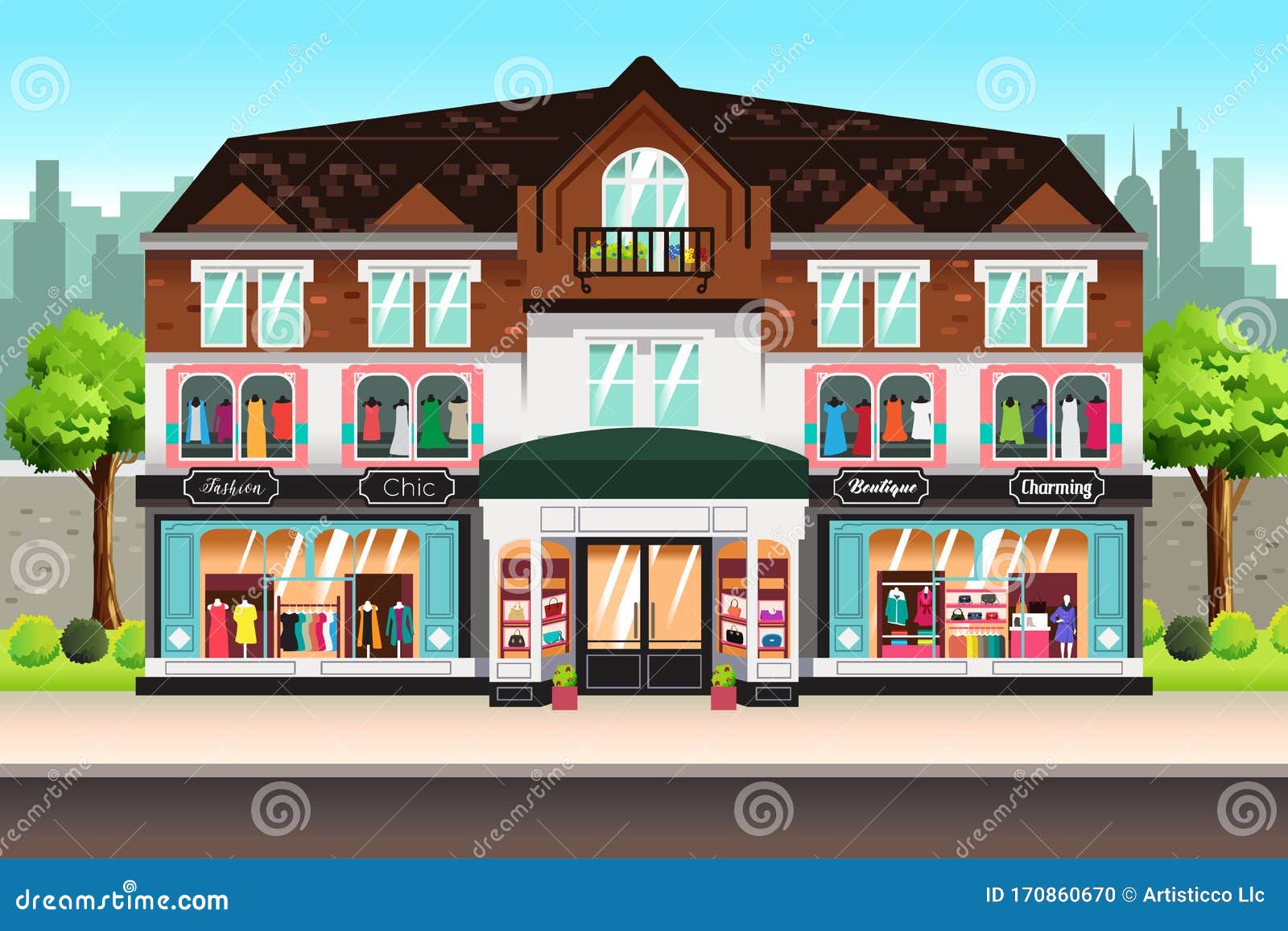 French Boutique Shopping Stores Vector Illustration Stock Vector ...