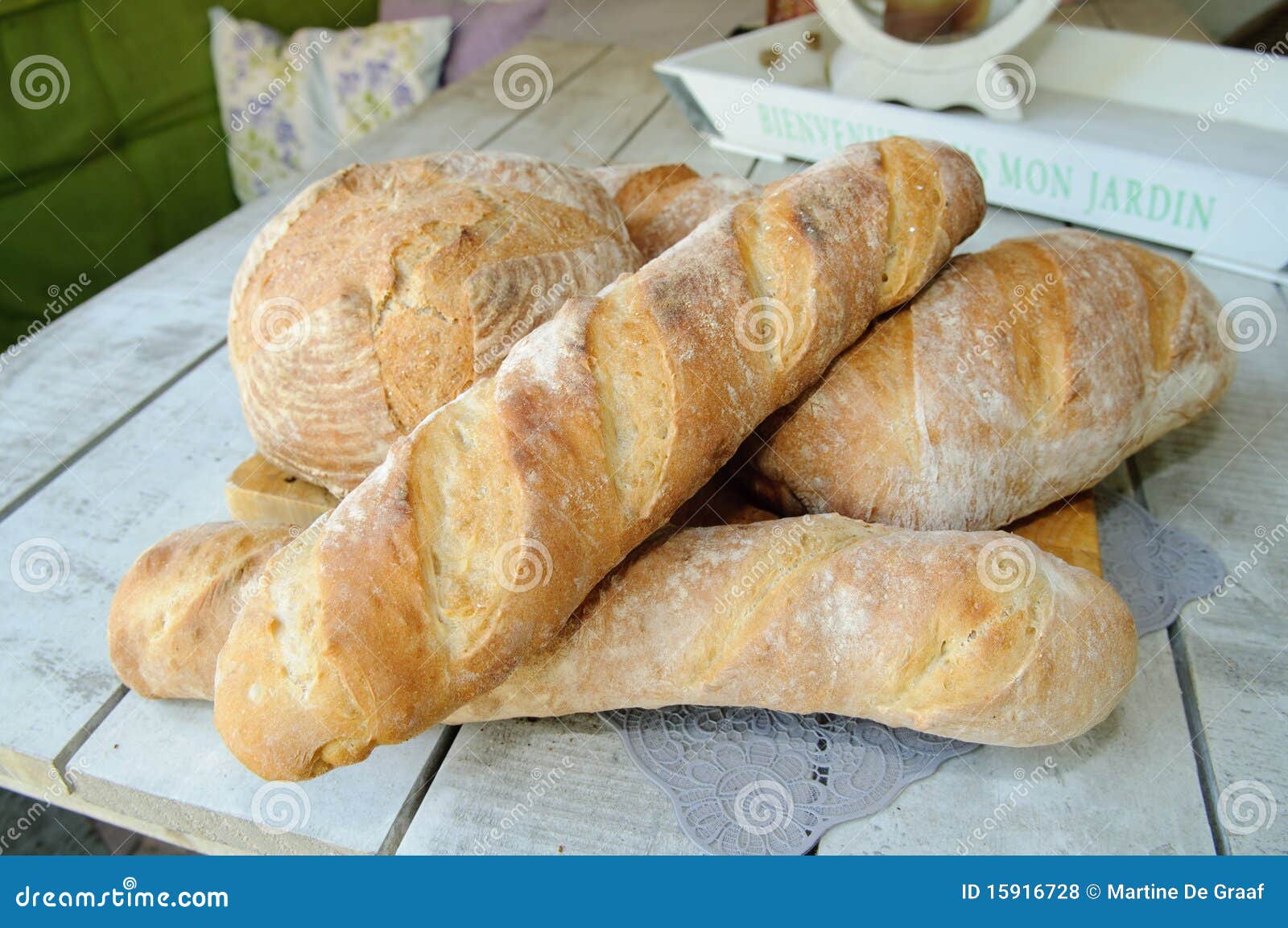 French bread stock photo. Image of food, garden, stack - 15916728
