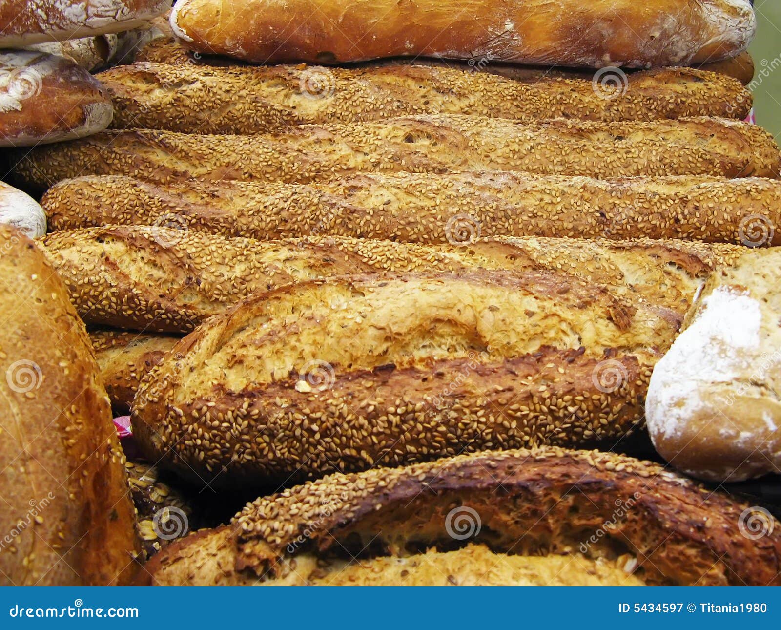 French Bread Baguettes stock image. Image of sesame, seeded - 5434597