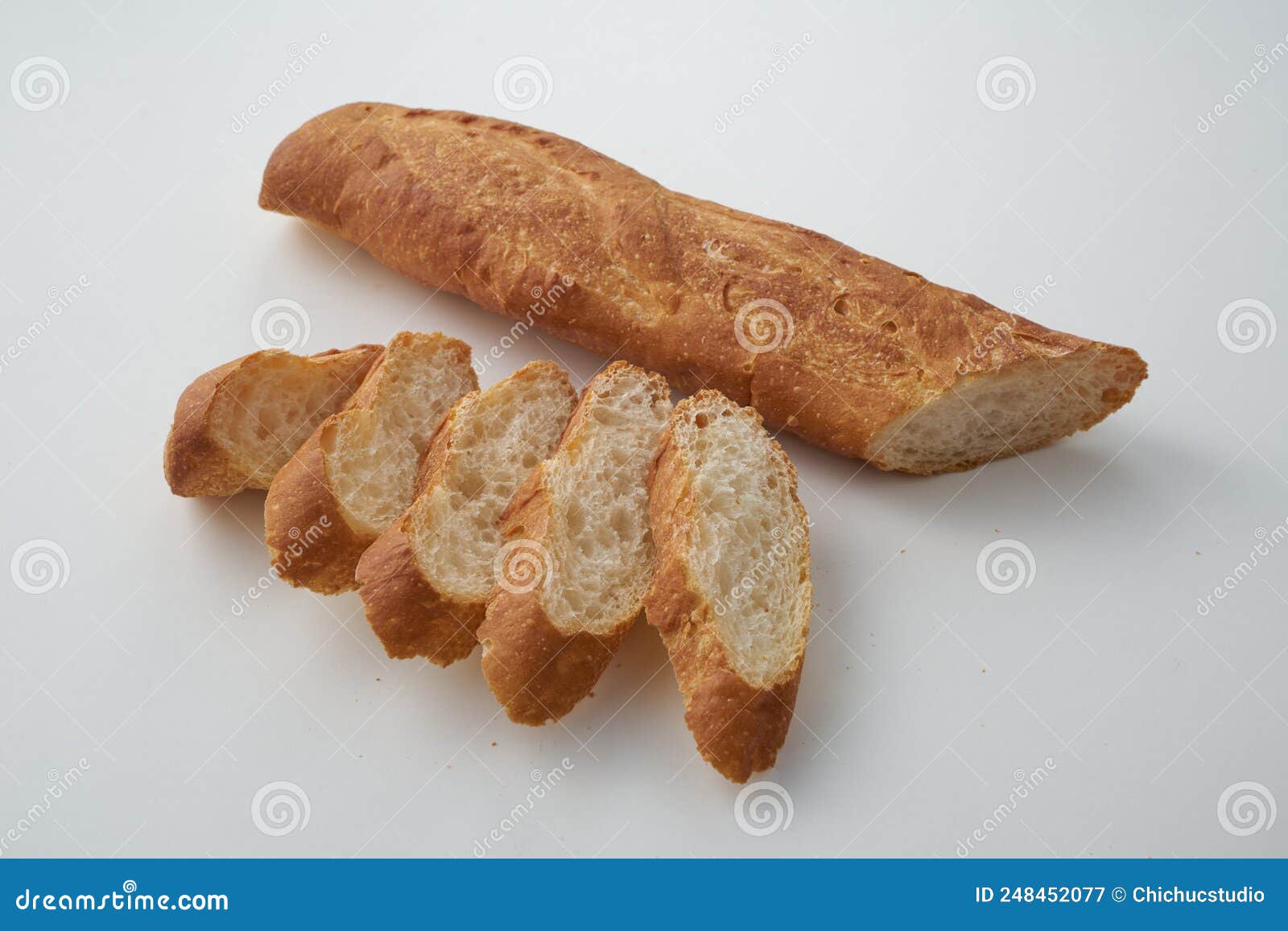French Bread Cut into Slices Stock Image - Image of fresh, brown: 248452077