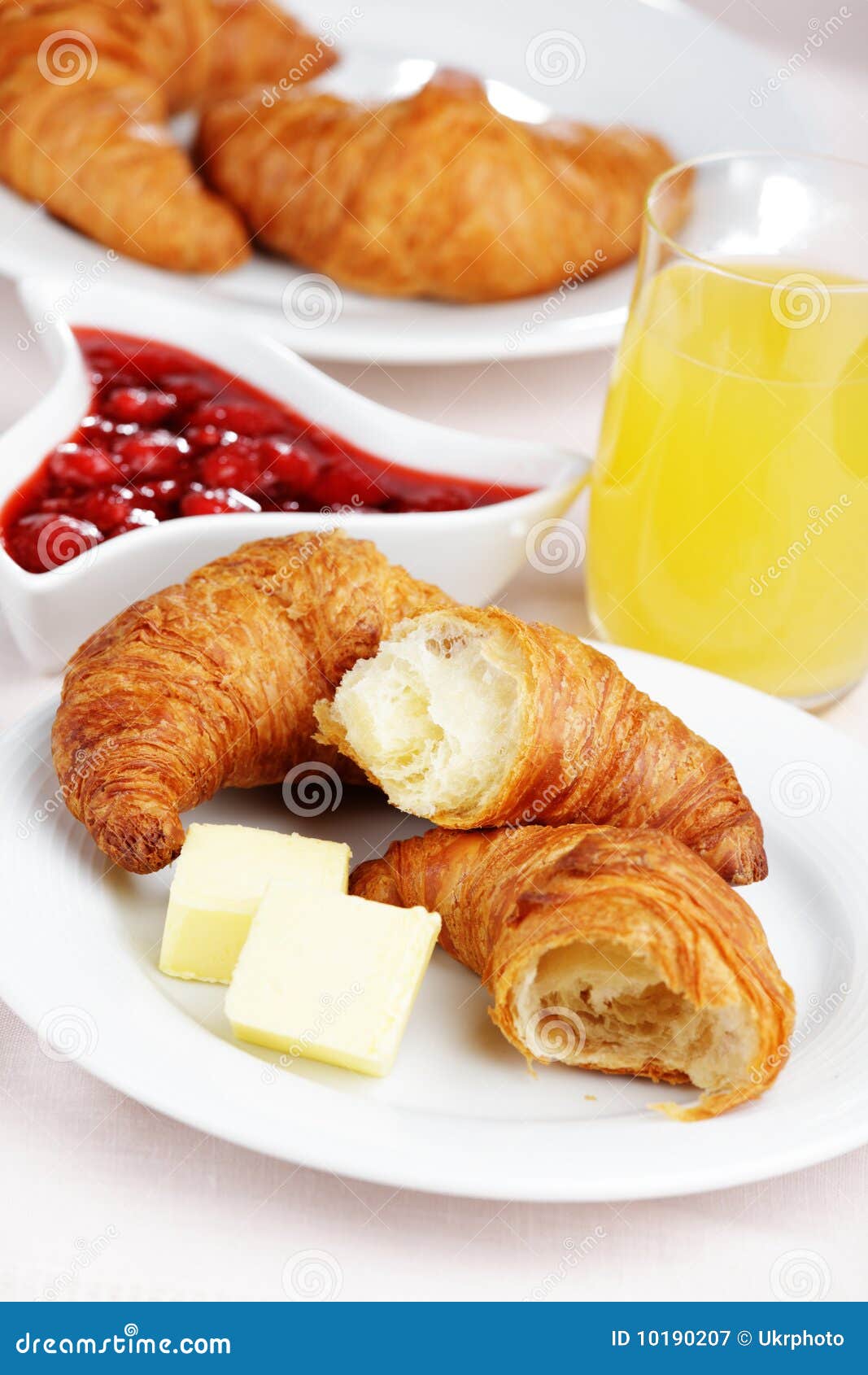 French Breakfast, Fresh Baked Croissant Buttery Pastry Served With ...